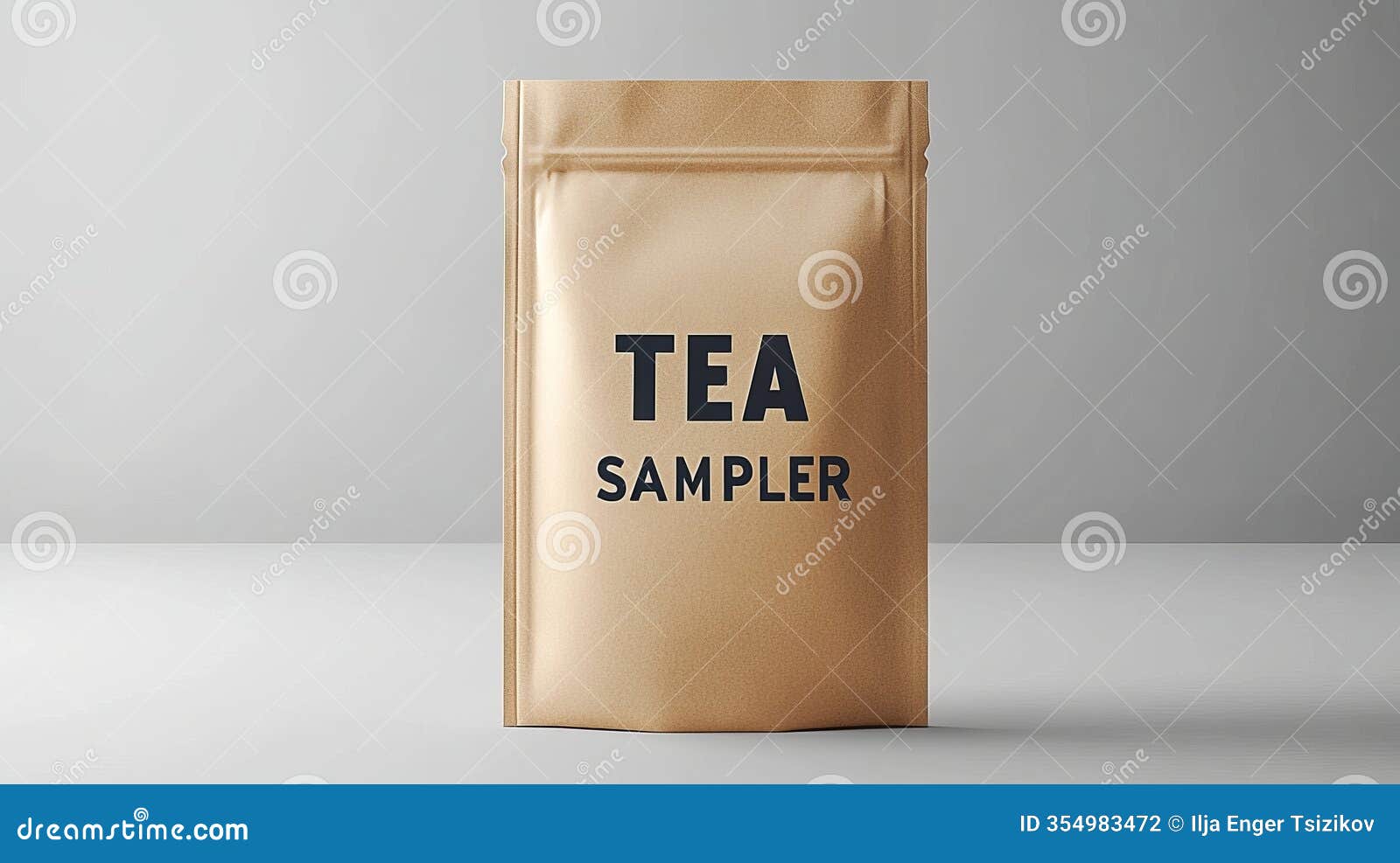 Tea Sampler Packaging Mockup, Kraft Paper Pouch Bag with Zipper ...