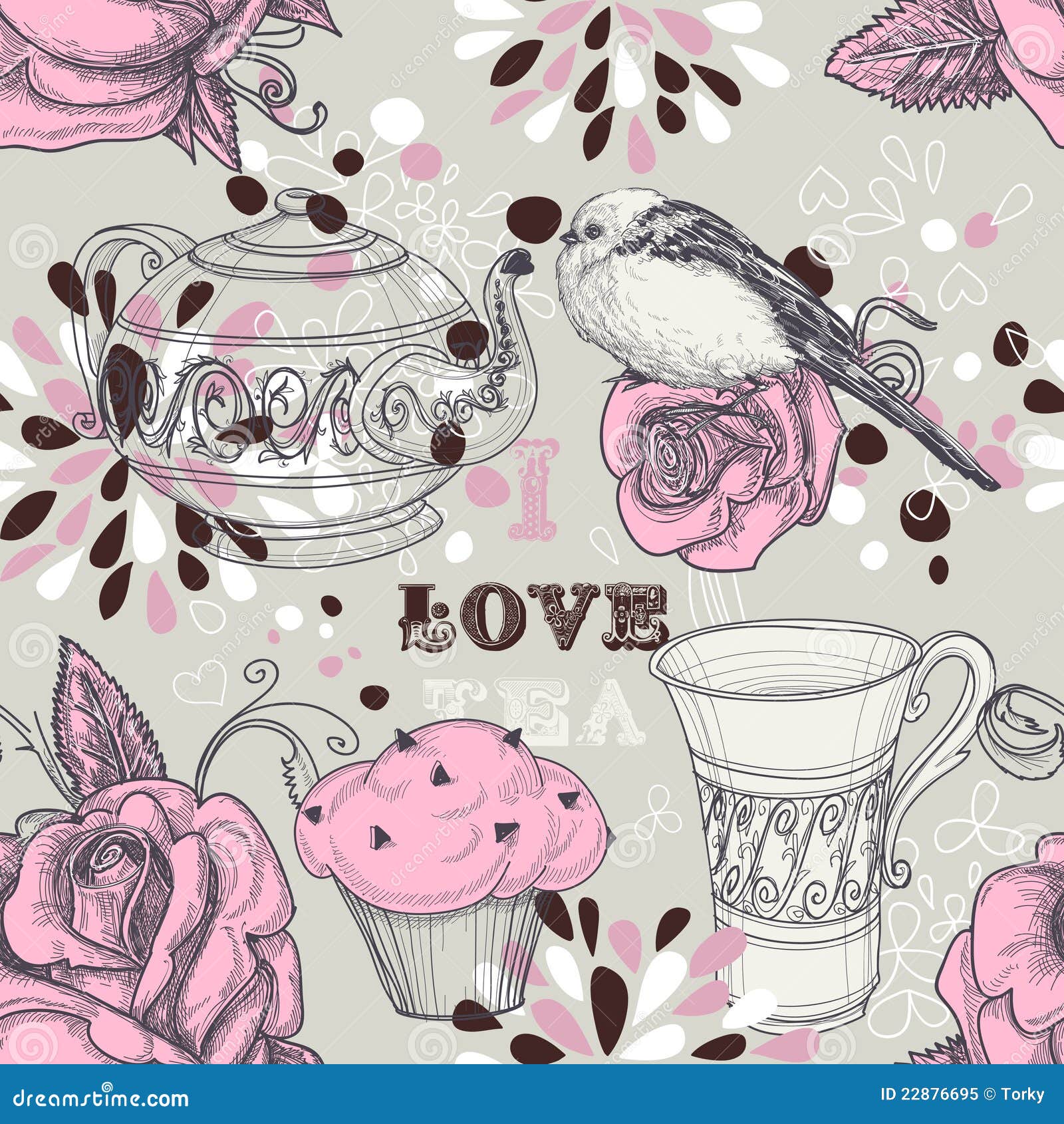 Tea seamless pattern stock vector. Illustration of drink - 22876695