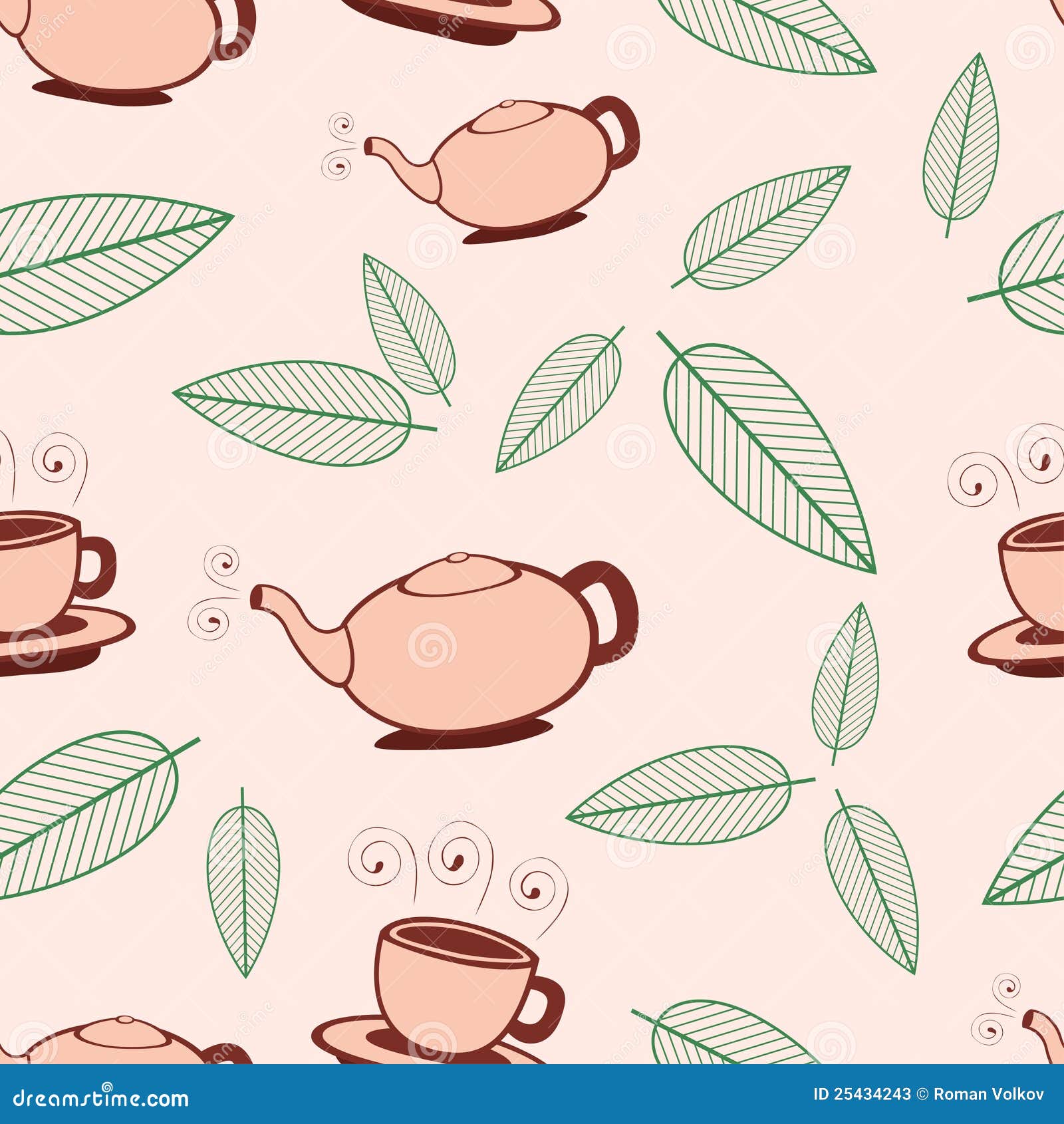 Tea Seamless Pattern stock vector. Illustration of color - 25434243