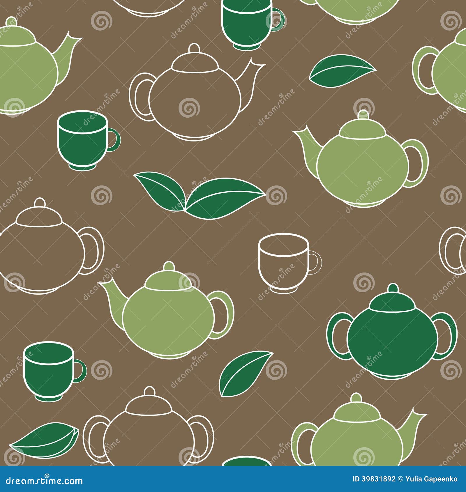 Tea Seamless Pattern Background Vector Illustration Stock Vector ...