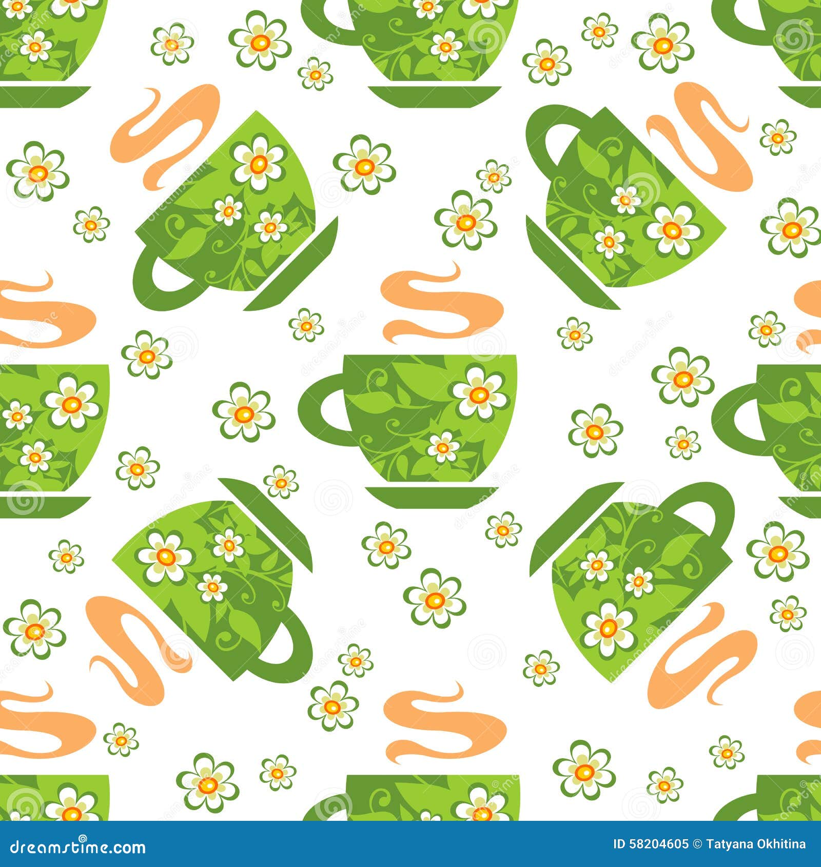 Tea seamless pattern stock vector. Illustration of stylized - 58204605