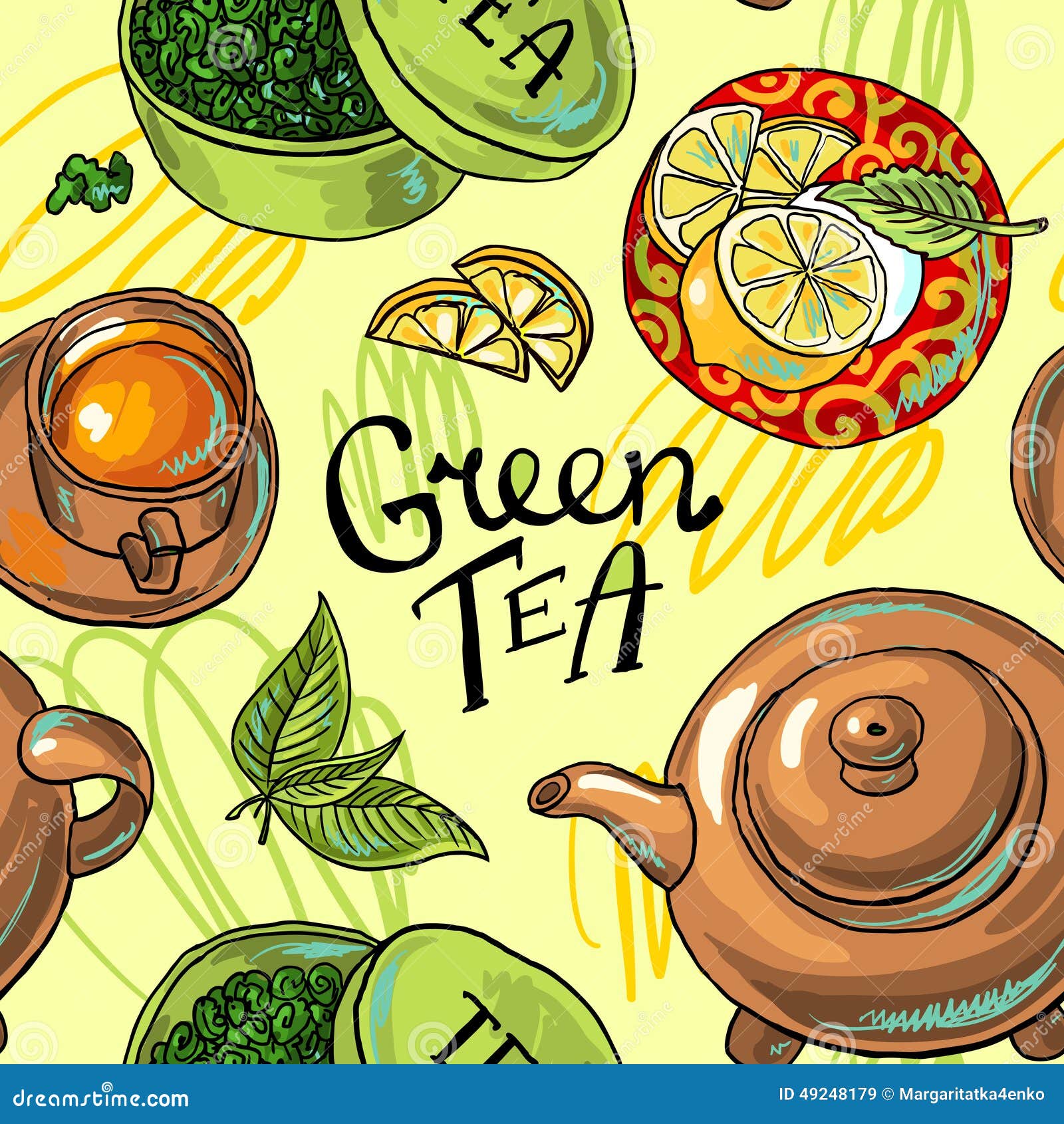 Tea seamless pattern stock vector. Illustration of aroma - 49248179