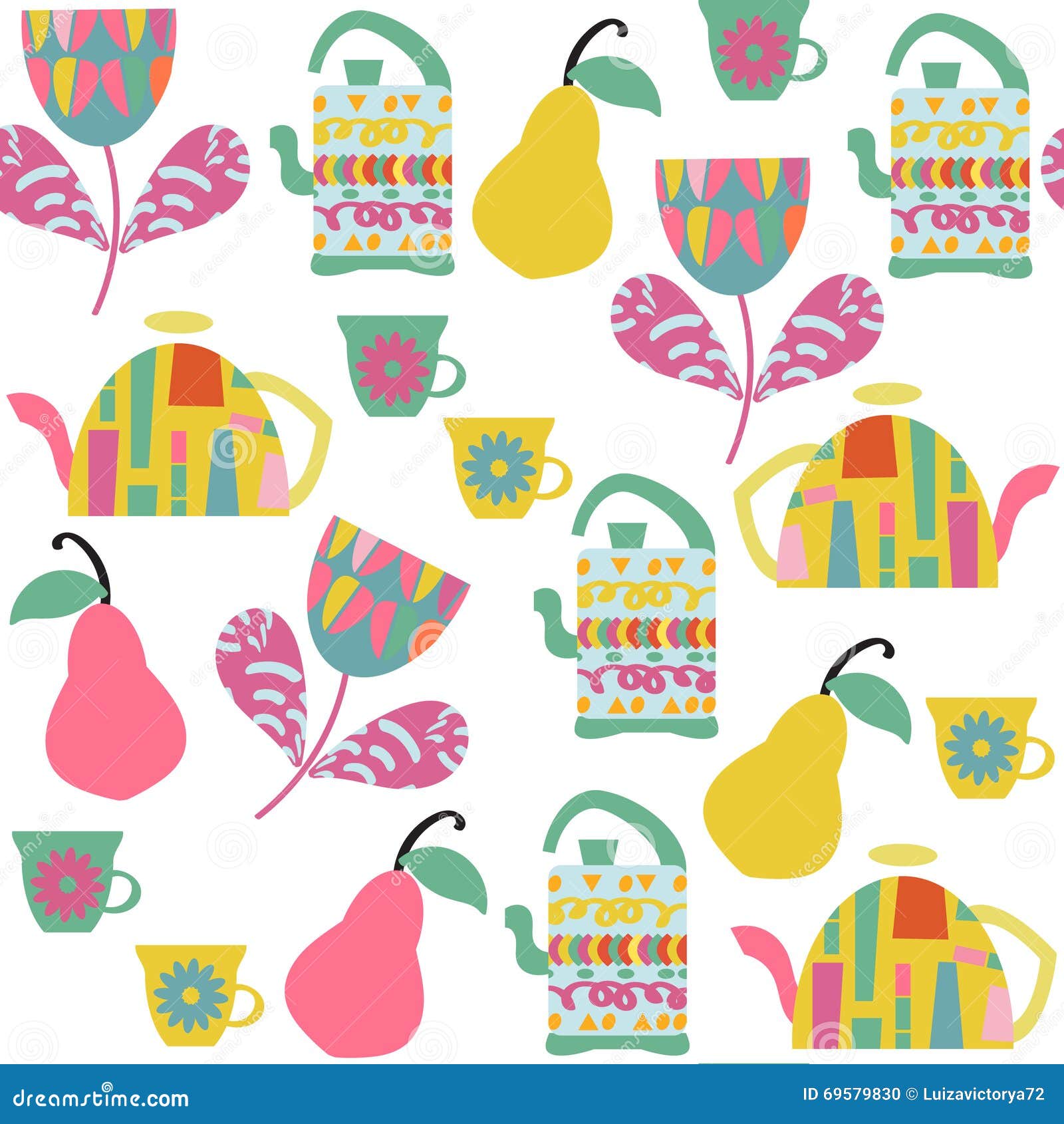 Tea Seamless Pattern and Seamless Pattern in Swatch Menu, Stock Vector ...