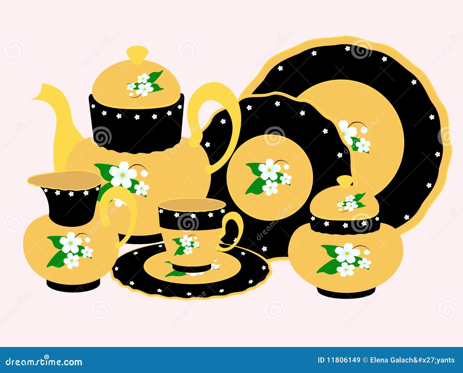 Tea Set stock vector. Illustration of dessert, cafes - 11806149