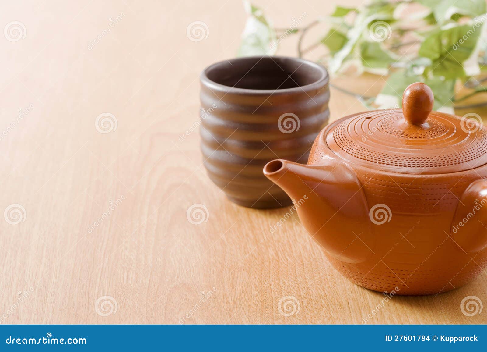 Tea set stock photo. Image of green, natural, plank, traditional - 27601784