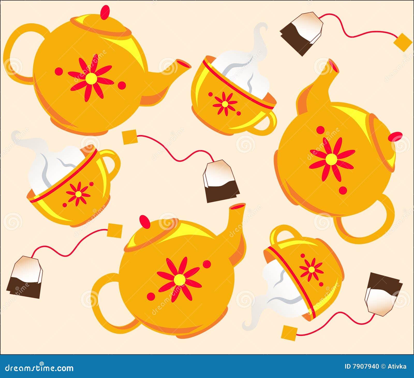 Tea set stock vector. Illustration of beverage, chinese - 7907940