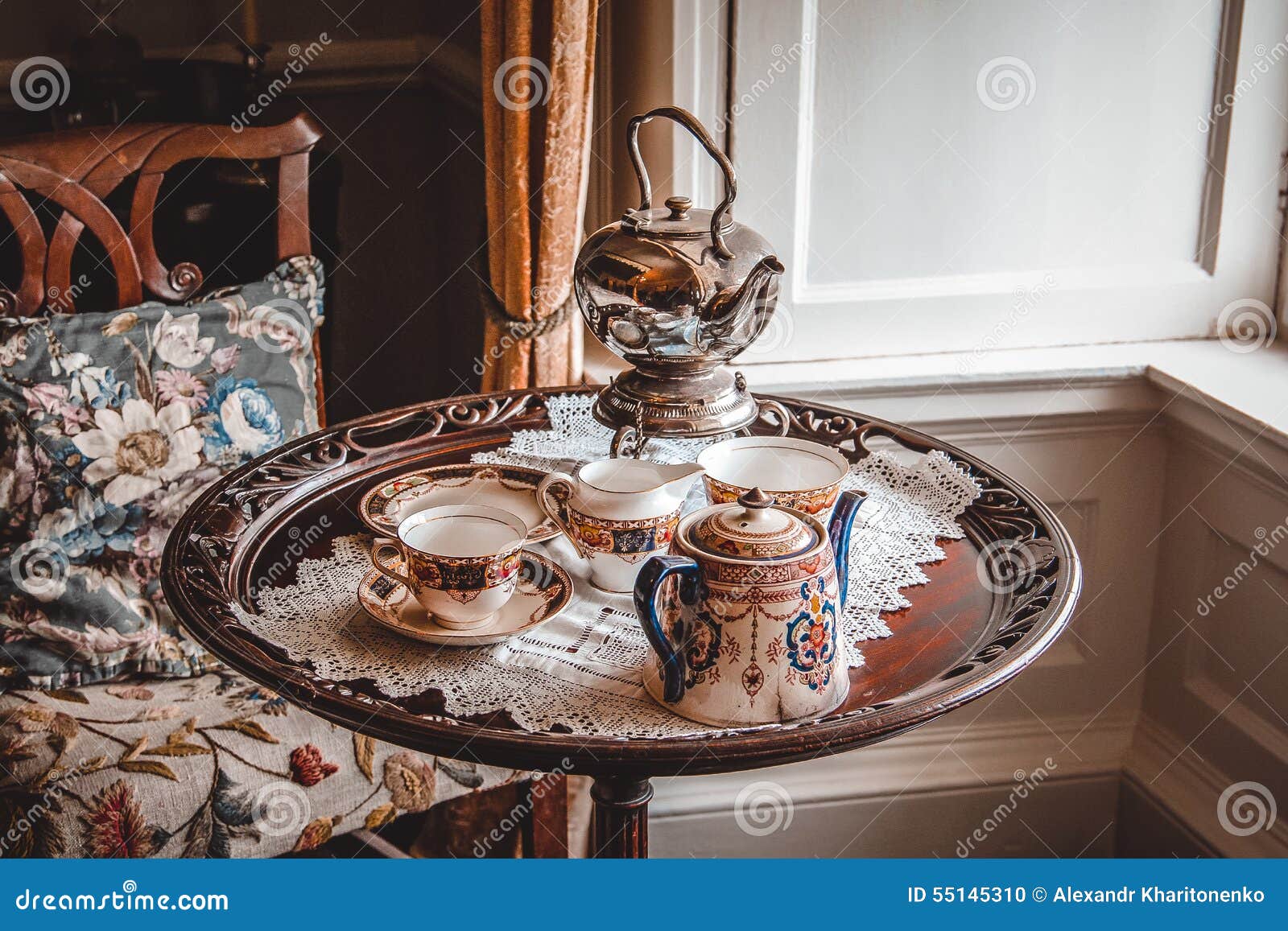Tea set. stock photo. Image of antique, natural, floral - 55145310