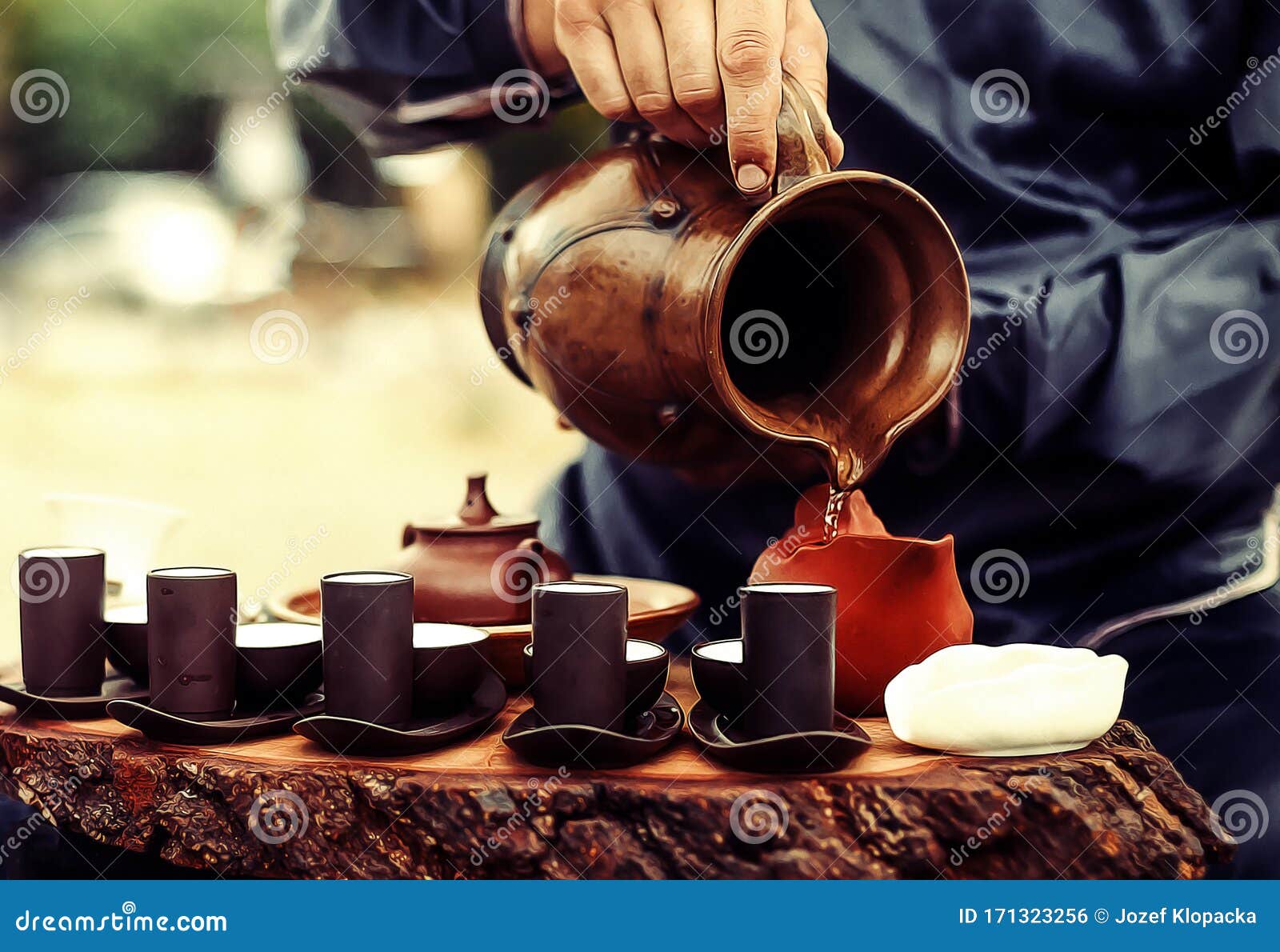 Tea Set for Tea Ceremony. Tea Ritual.. Painting Effect. Stock Photo ...