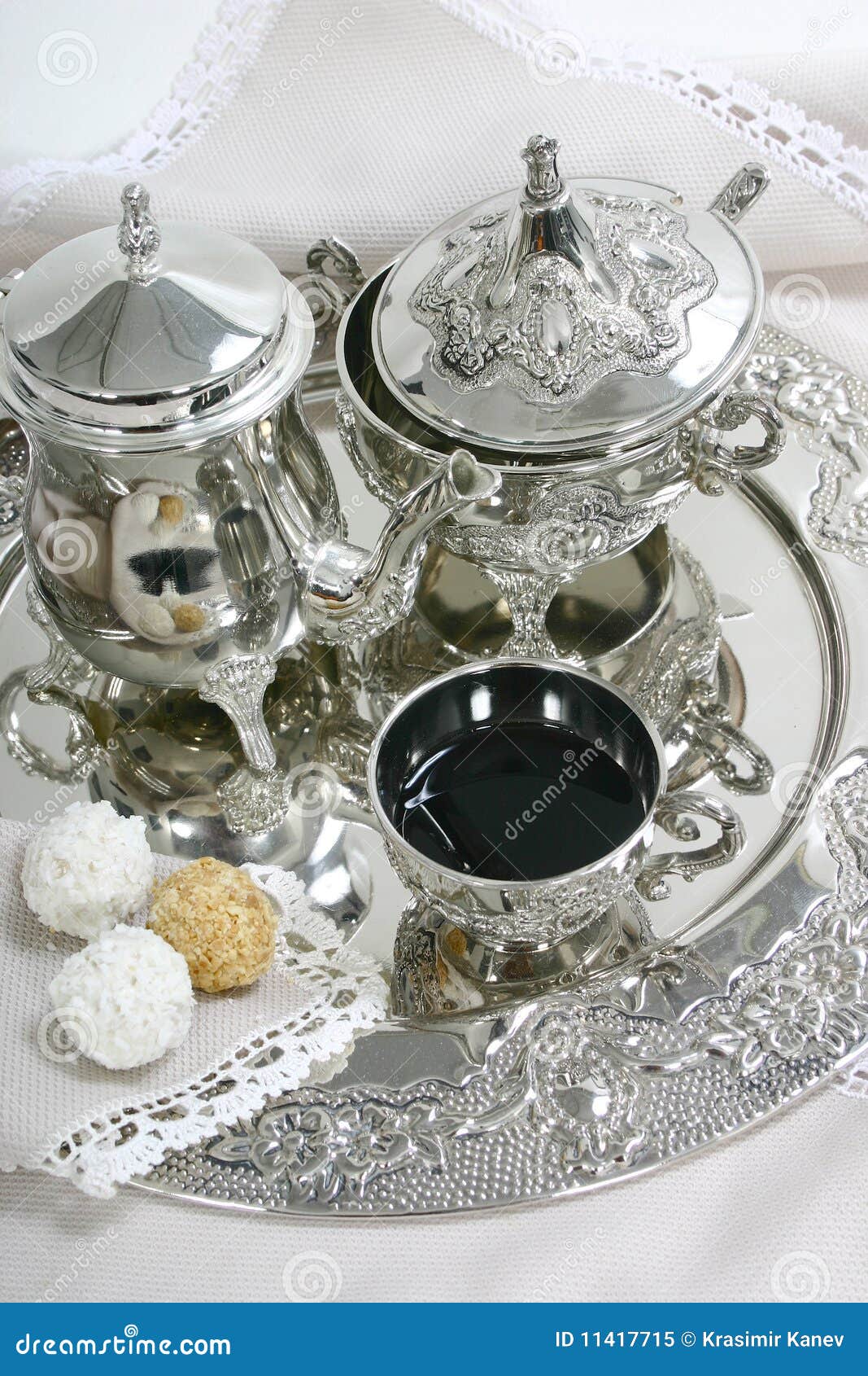 Tea set and cookies stock image. Image of bisquit, kettle - 11417715