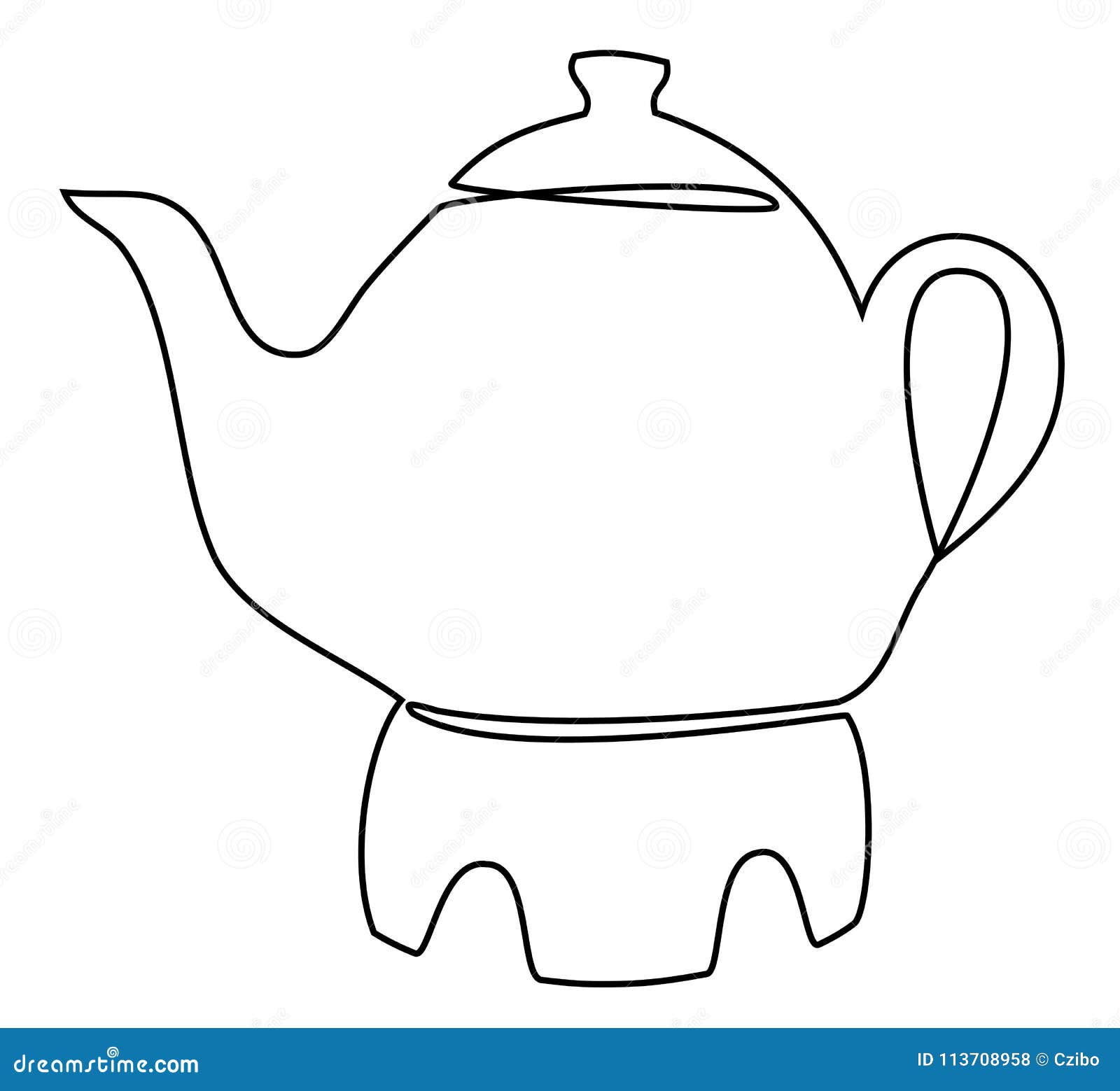 Tea Set One Line Drawing Concept Stock Vector - Illustration of drawn ...