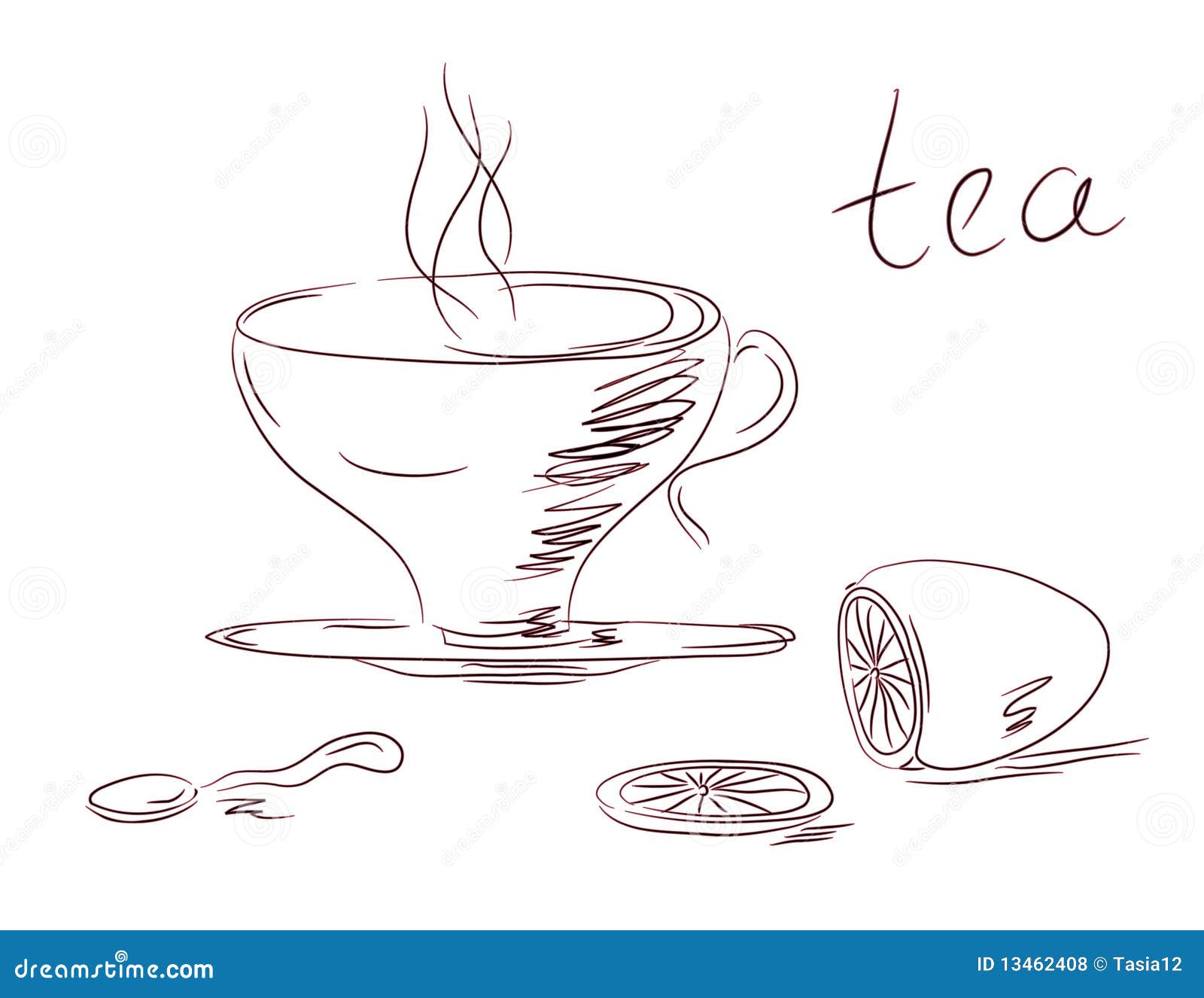 Tea set sketch stock vector. Illustration of painting - 13462408