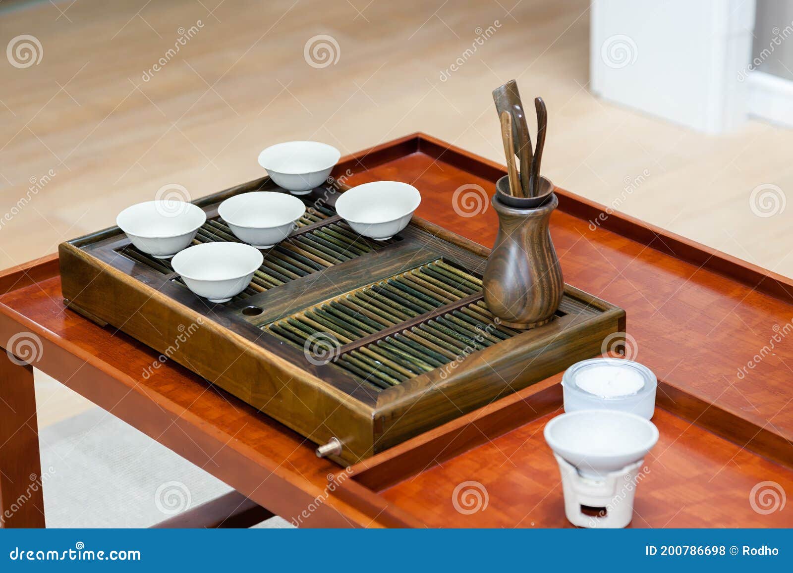 Tea Set on the Table in a Modern Chinese Tradition Tea Room Stock Photo ...