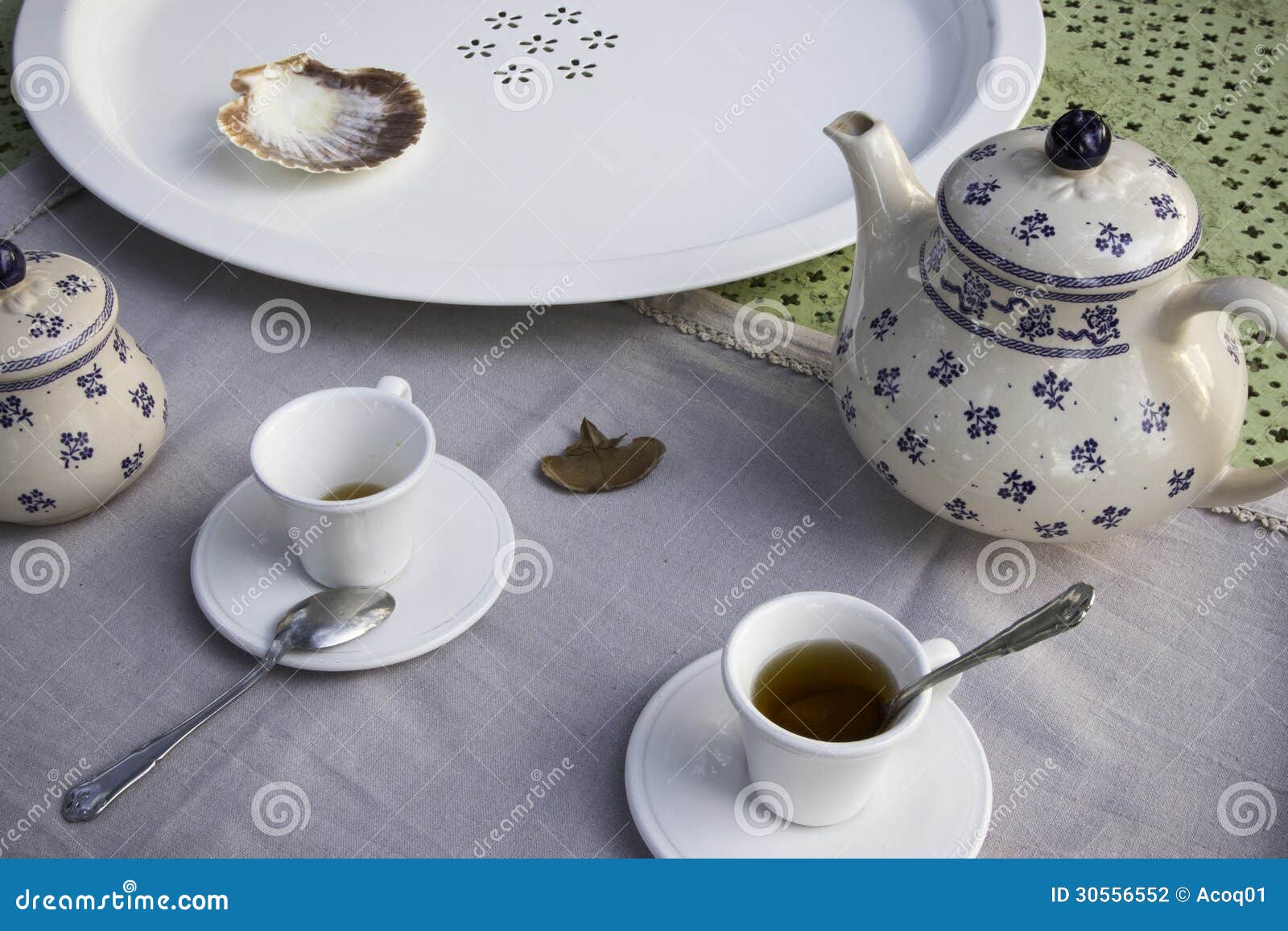 Tea set on a table stock photo. Image of break, shell - 30556552
