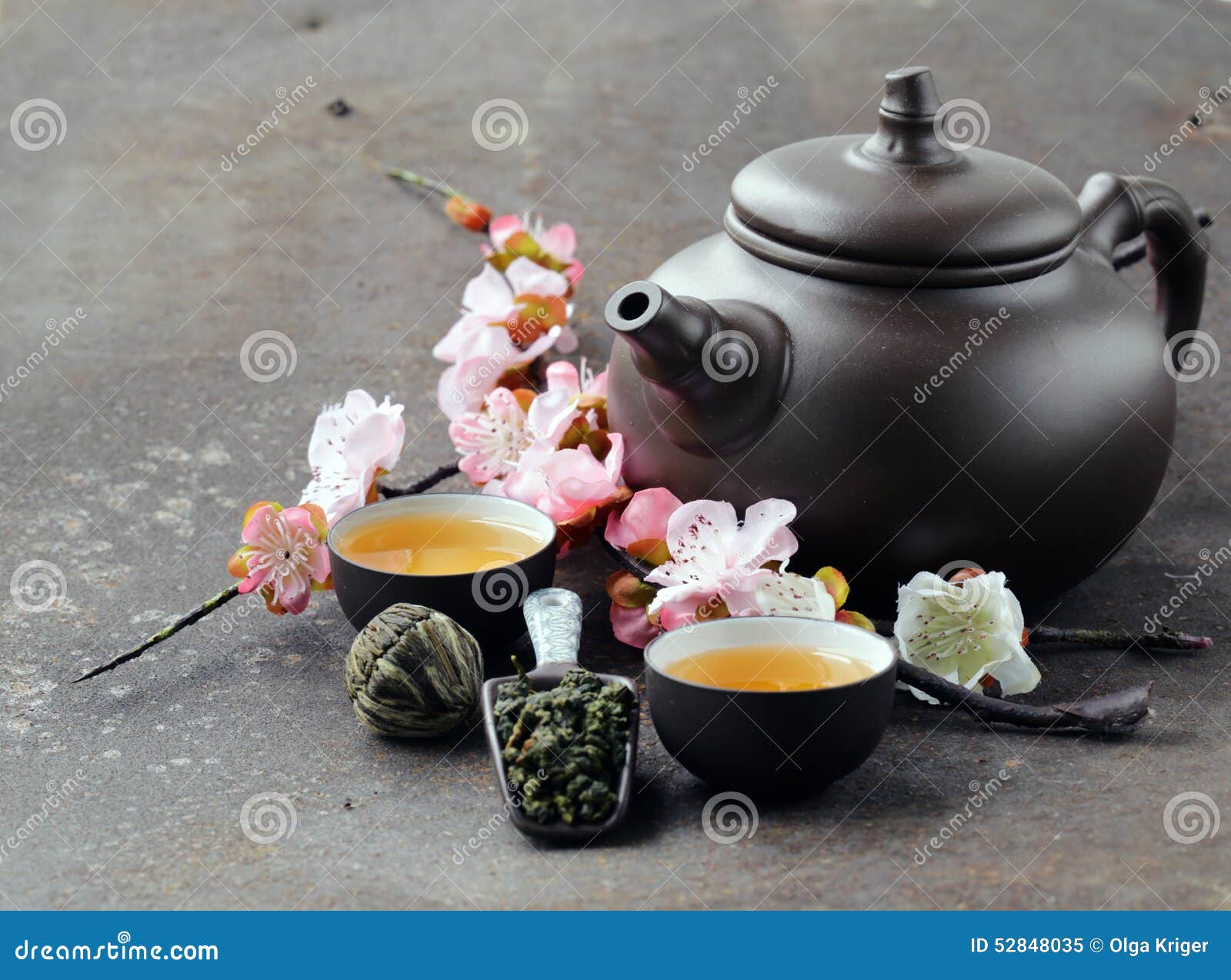 Tea Set (teapot, Cups and Different Tea) Stock Image - Image of china ...