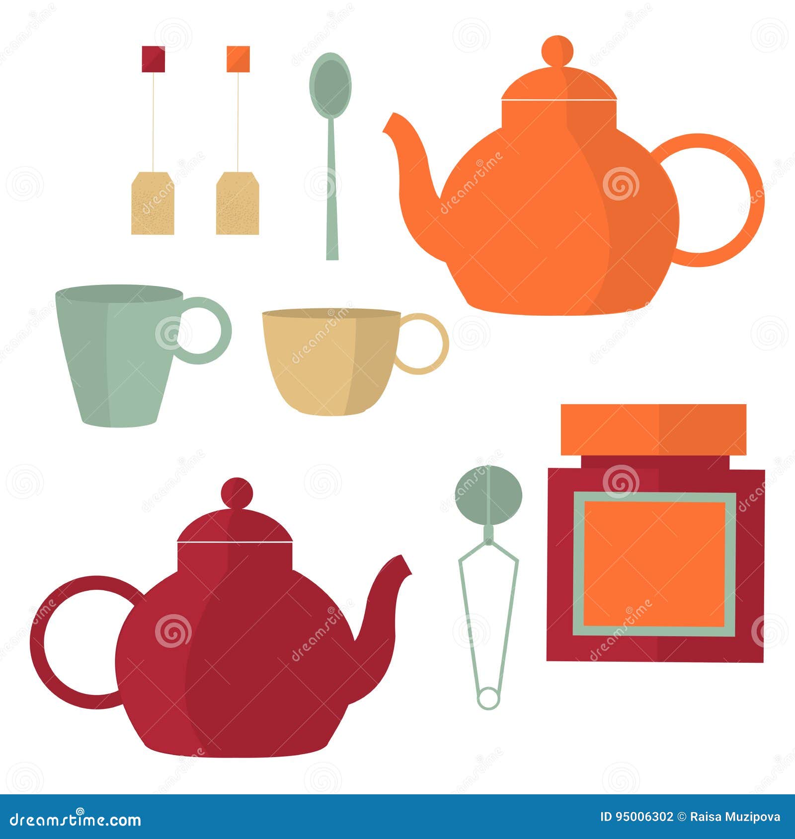 Tea Set. Vector Illustration. Stock Vector - Illustration of vintage ...