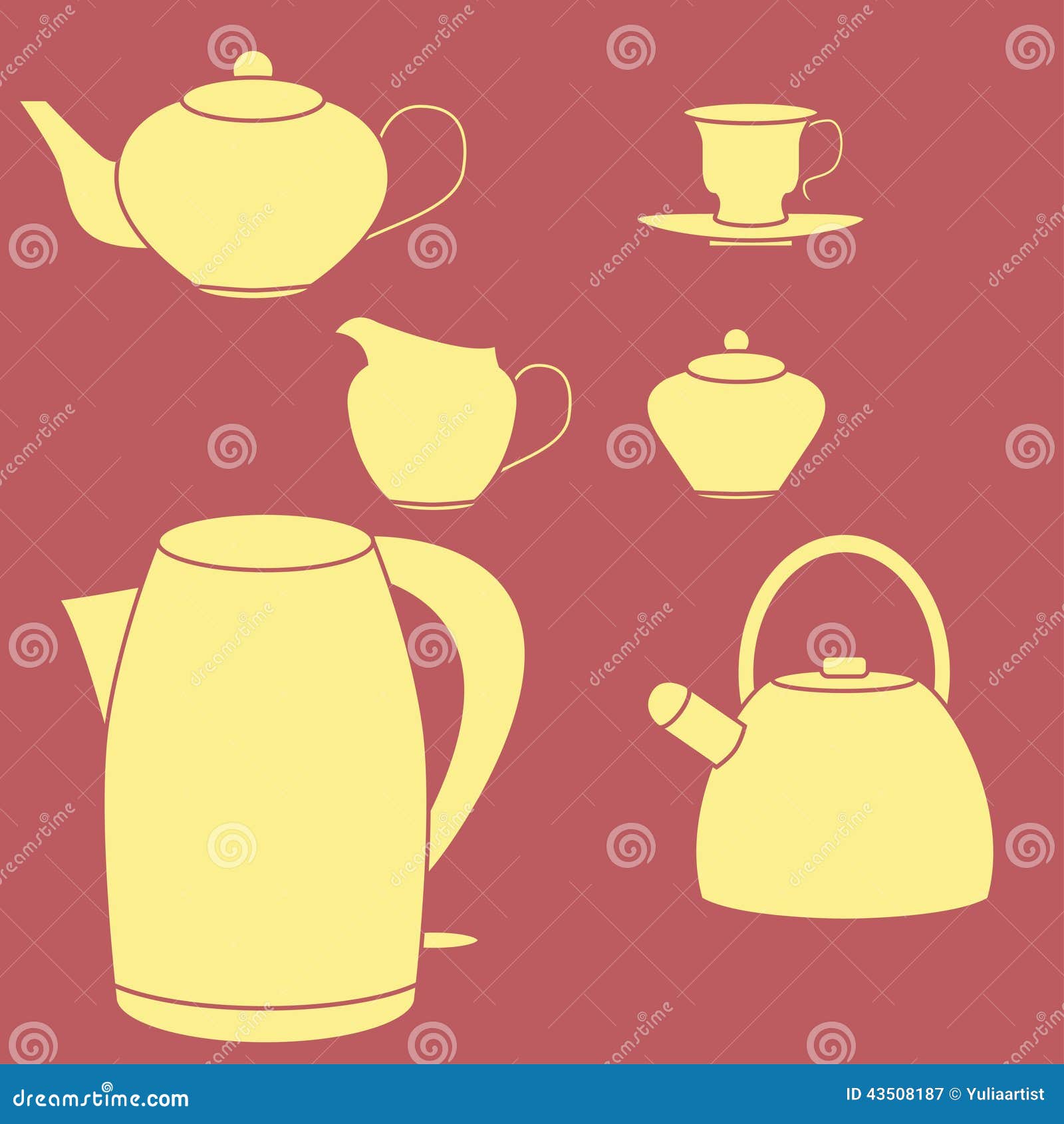 Tea Set. Vector Illustration Stock Vector - Illustration of beautiful ...