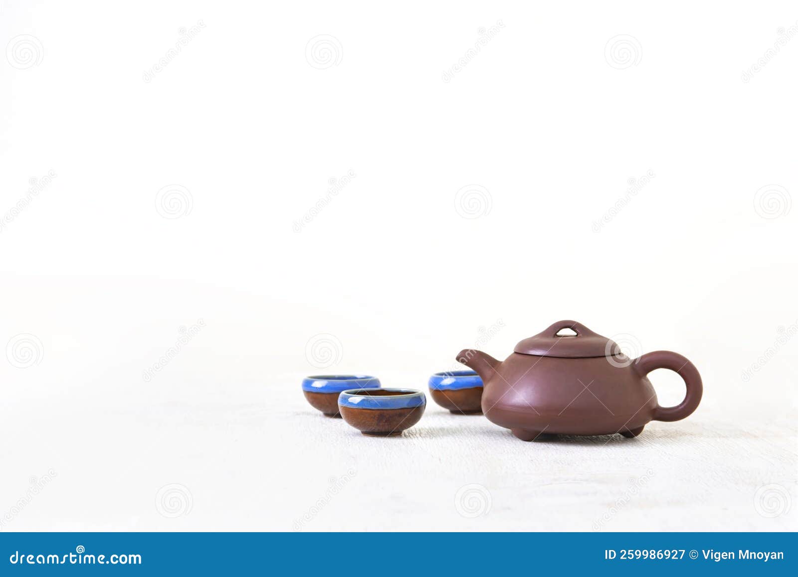Tea Set View, Chinese Teapot, Cups on a White Background . Stock Image ...