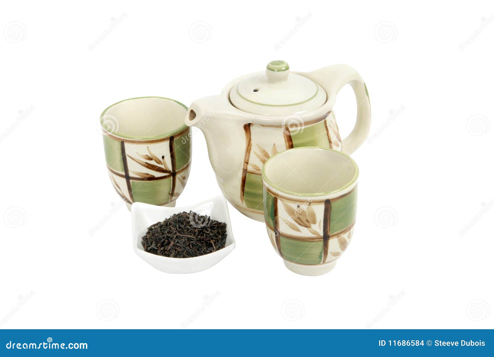 Tea Set on White Background Stock Photo - Image of ceramics, shredded ...