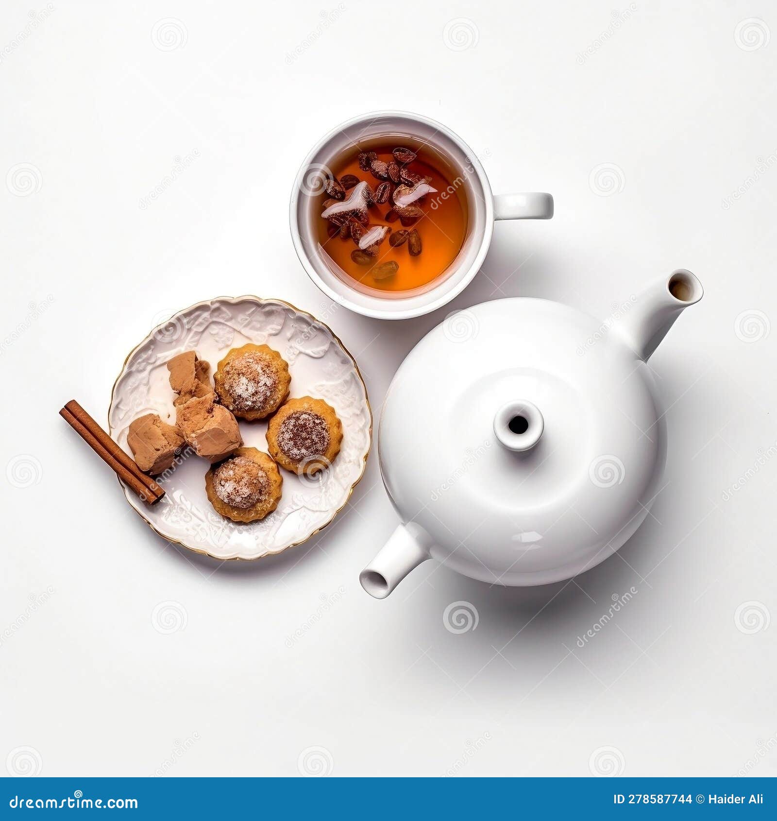 Tea Set on White Background. AI Stock Illustration - Illustration of ...
