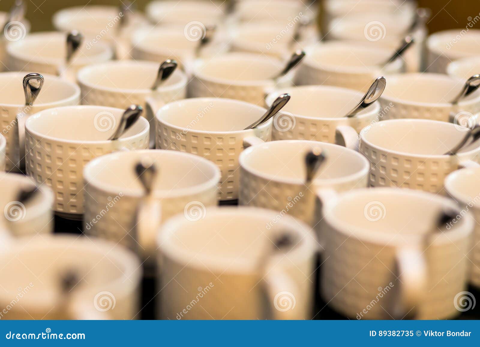 Tea Sets, Collection White Coffee Cups, Buffet, Catering Stock ...