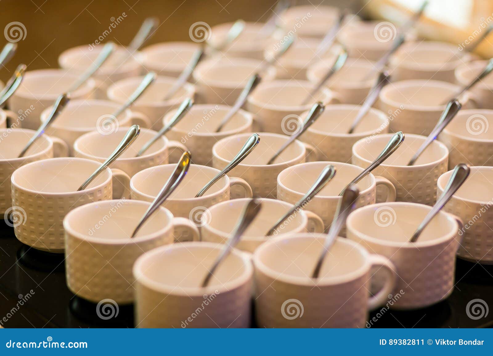 Tea Sets, Collection White Coffee Cups, Buffet, Catering Stock ...