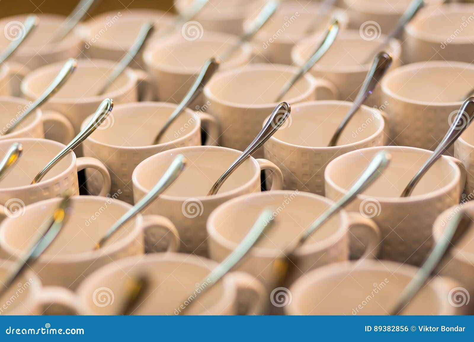 Tea Sets, Collection White Coffee Cups, Buffet, Catering Stock ...