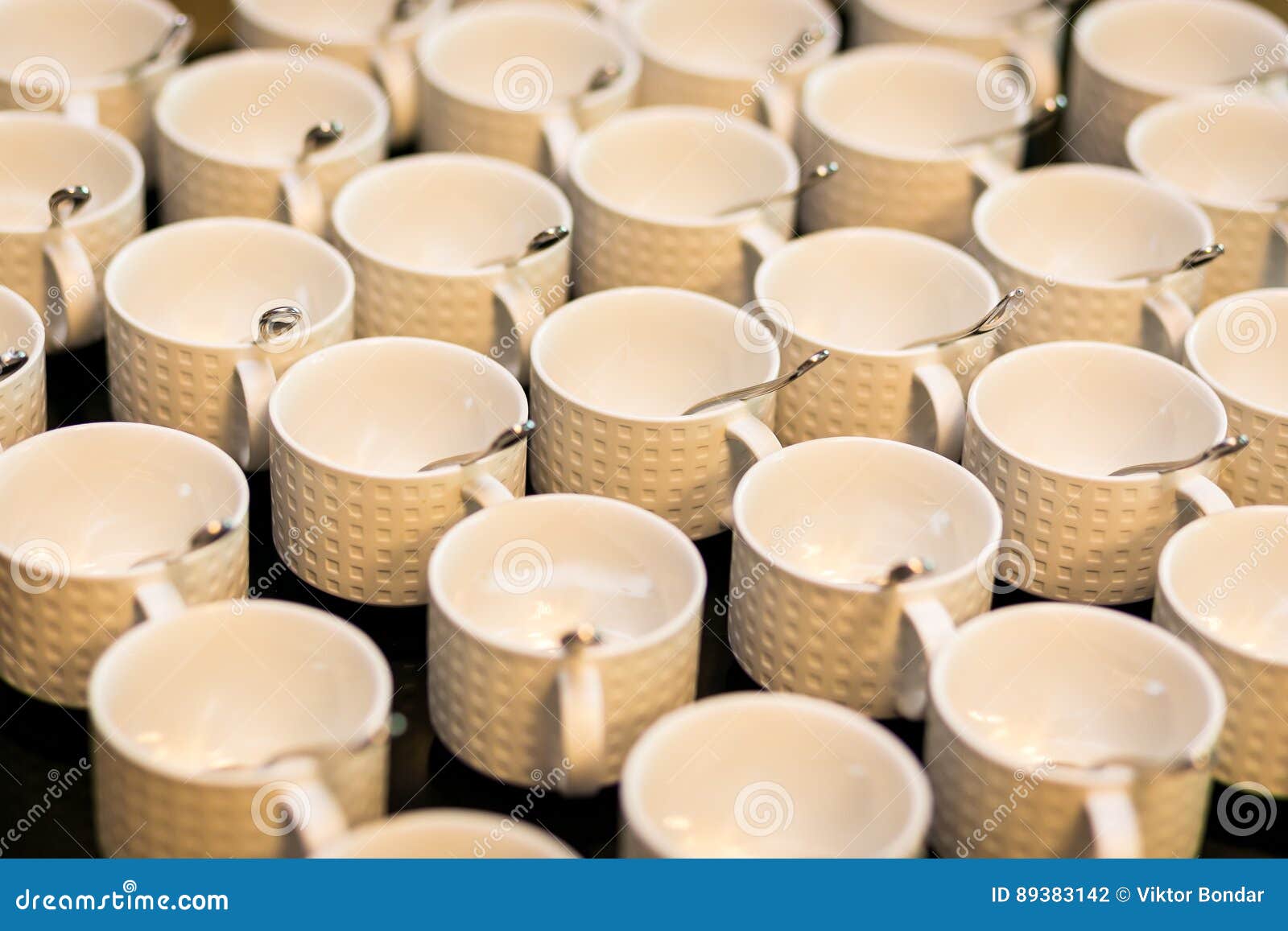 Tea Sets, Collection White Coffee Cups, Buffet, Catering Stock Photo ...
