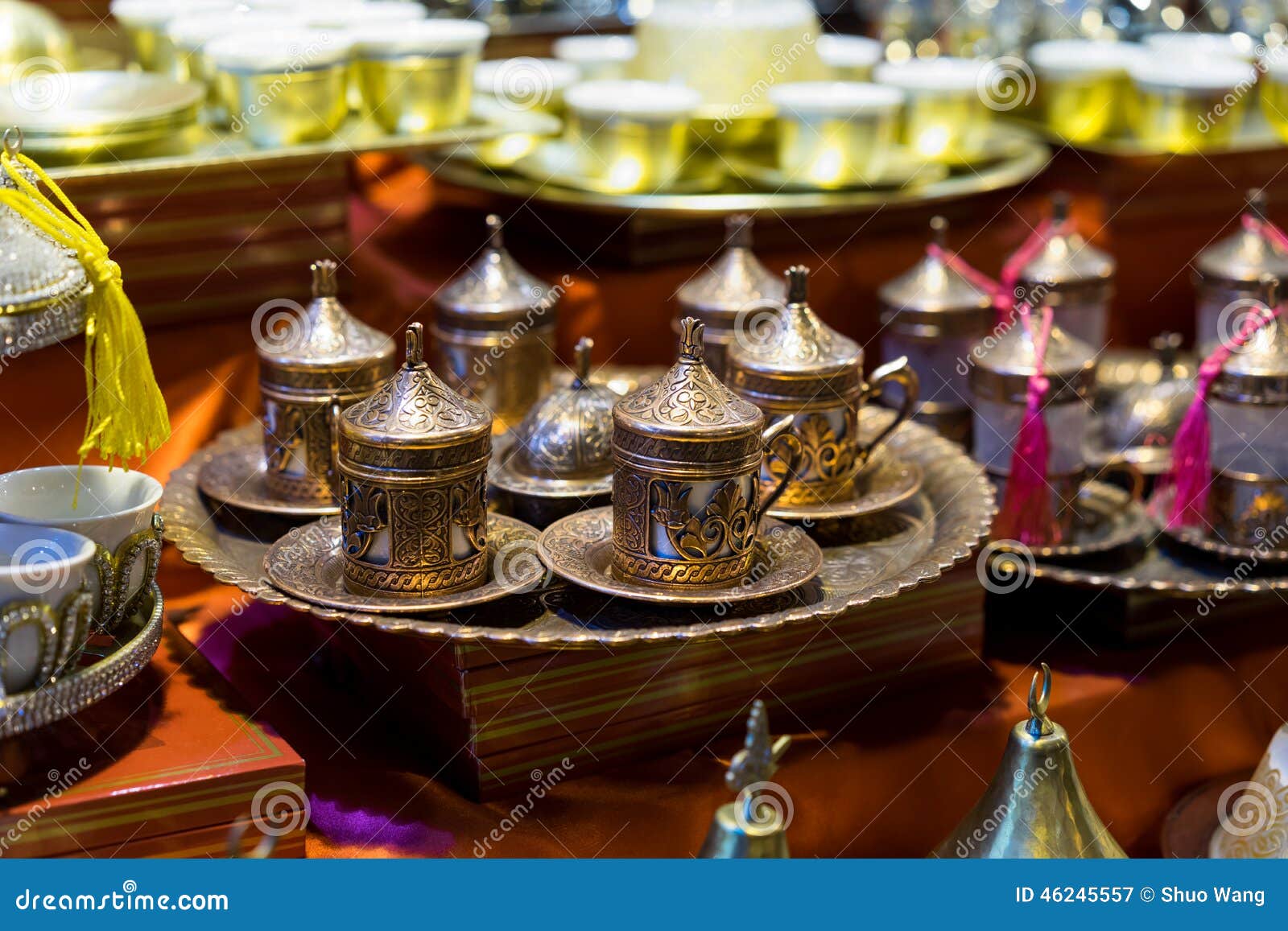 Tea sets in Grand Bazaar stock image. Image of bright - 46245557