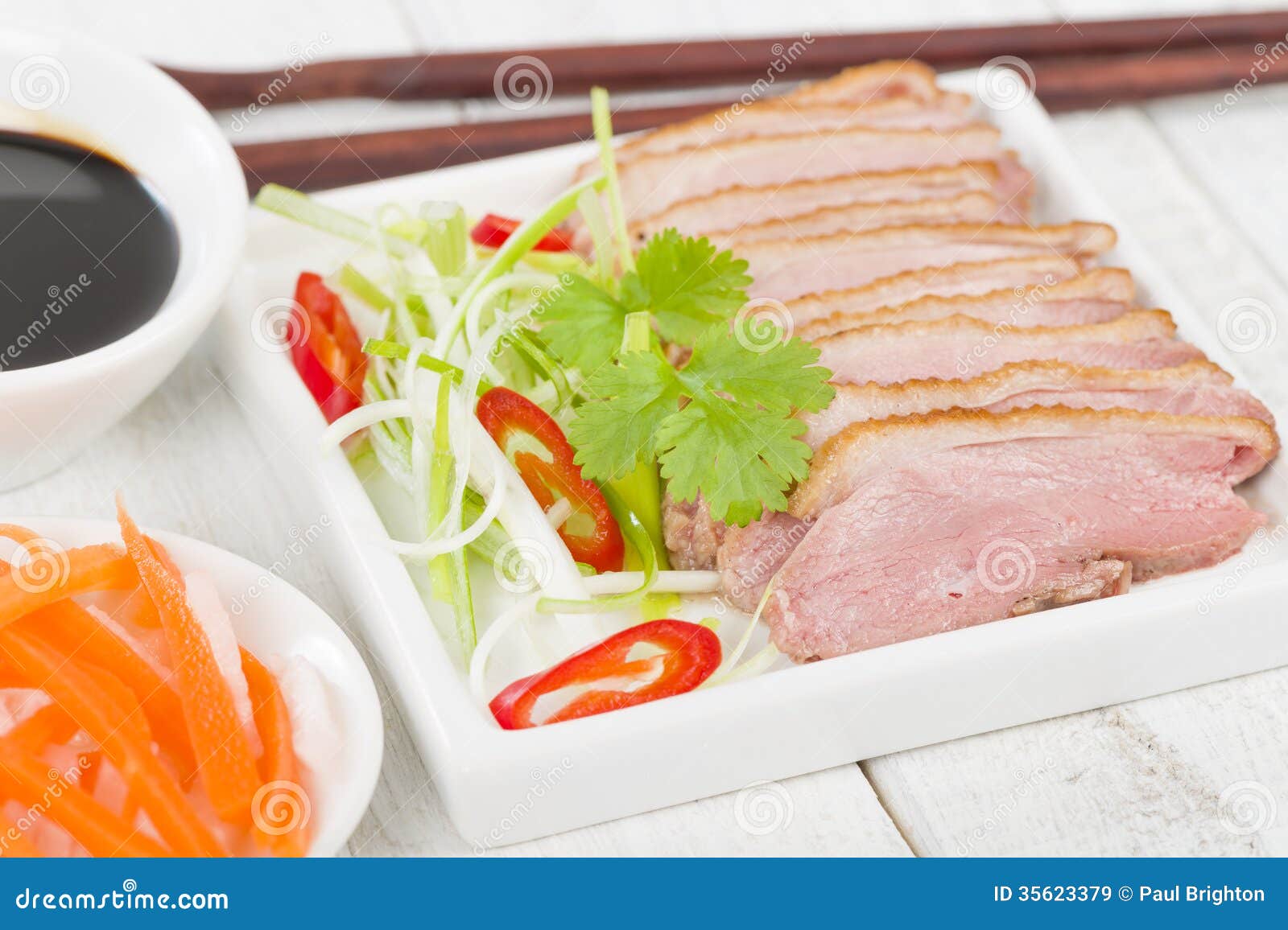 Tea Smoked Duck stock image. Image of dish, food, onion - 35623379