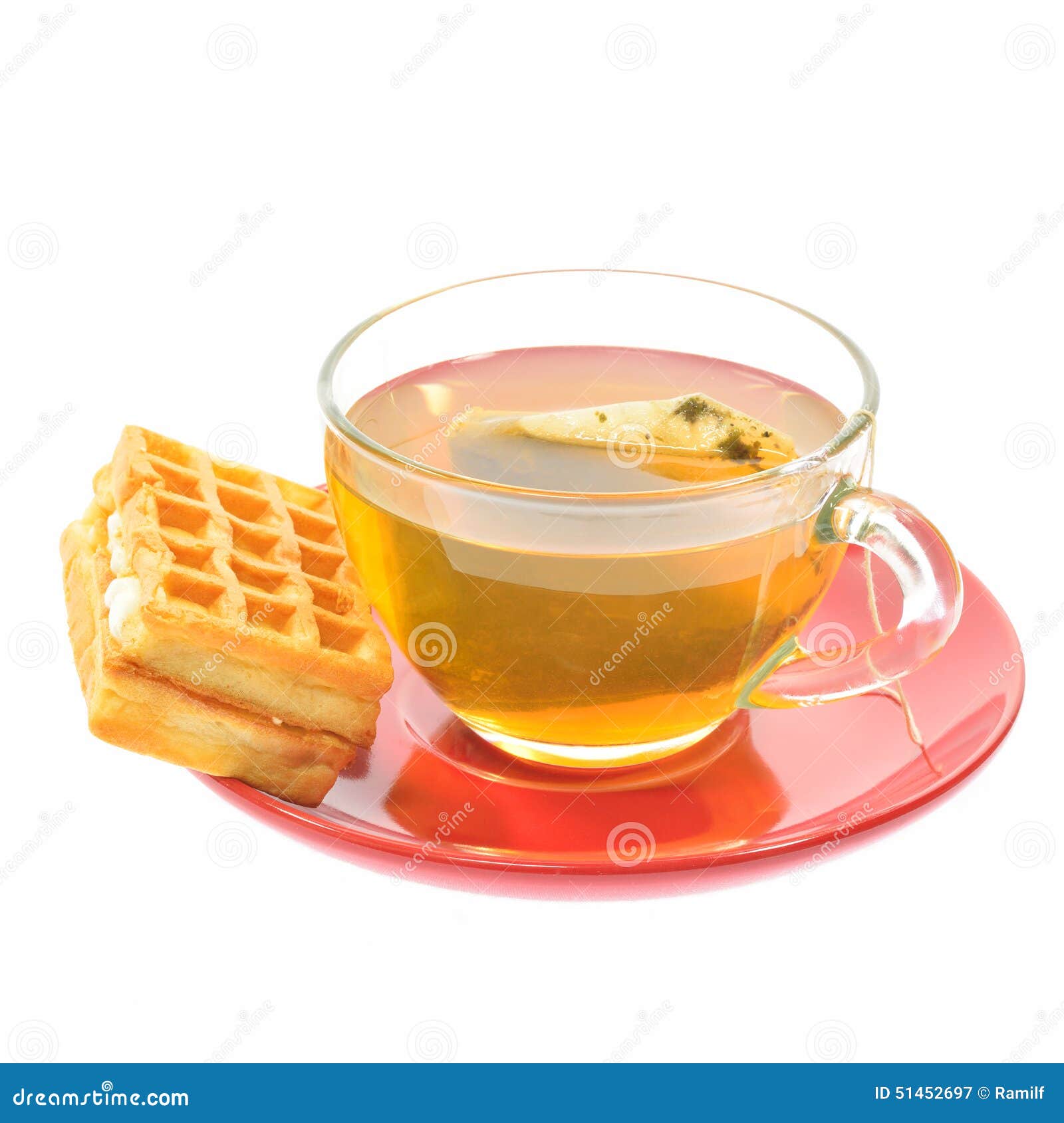Tea and soft waffles stock image. Image of bakery, festive - 51452697