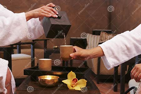 Tea in spa stock photo. Image of beauty, drinking, women - 5688340