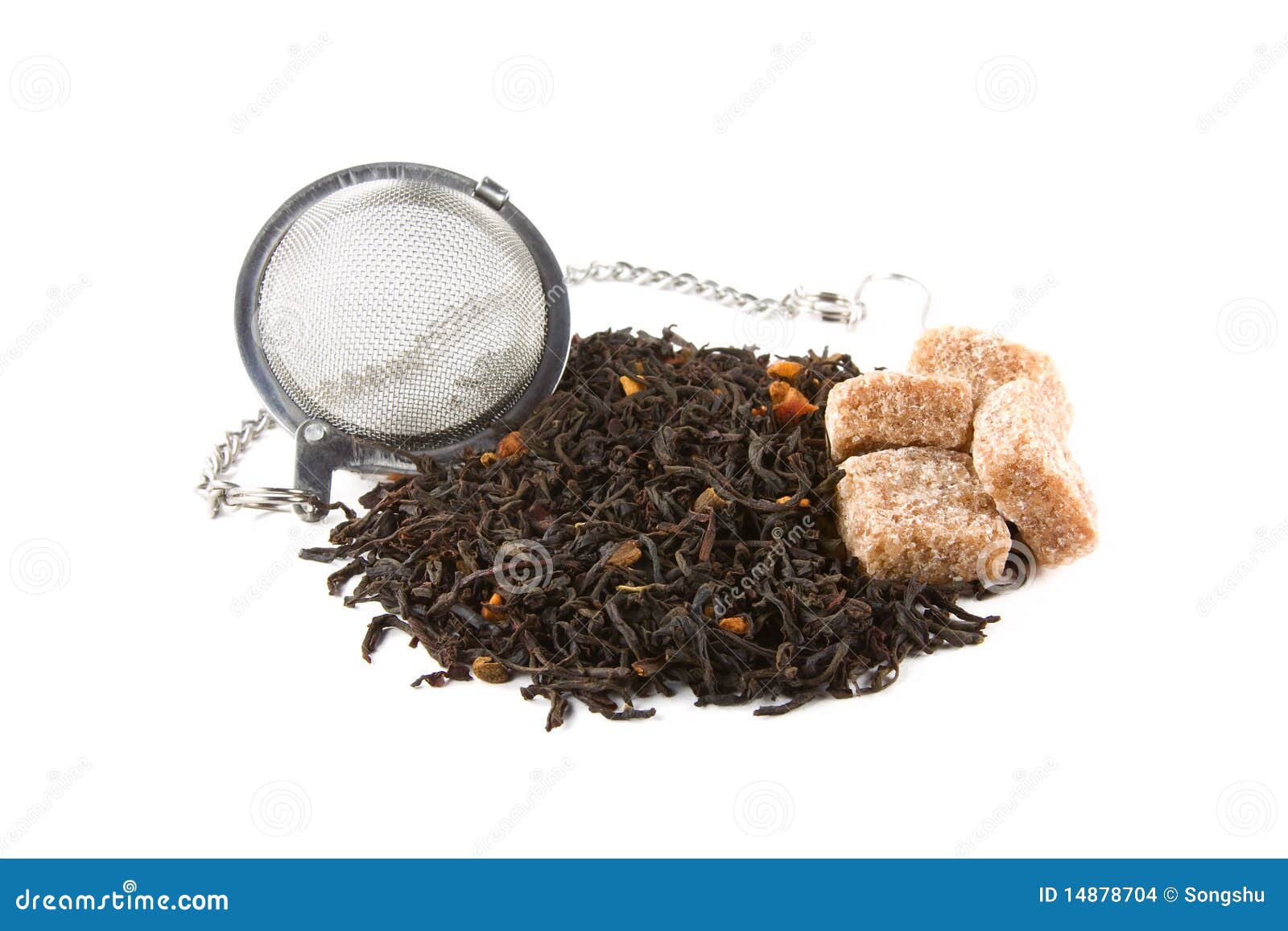 Tea-stainer with Tea and Brown Sugar Stock Photo - Image of closeup ...
