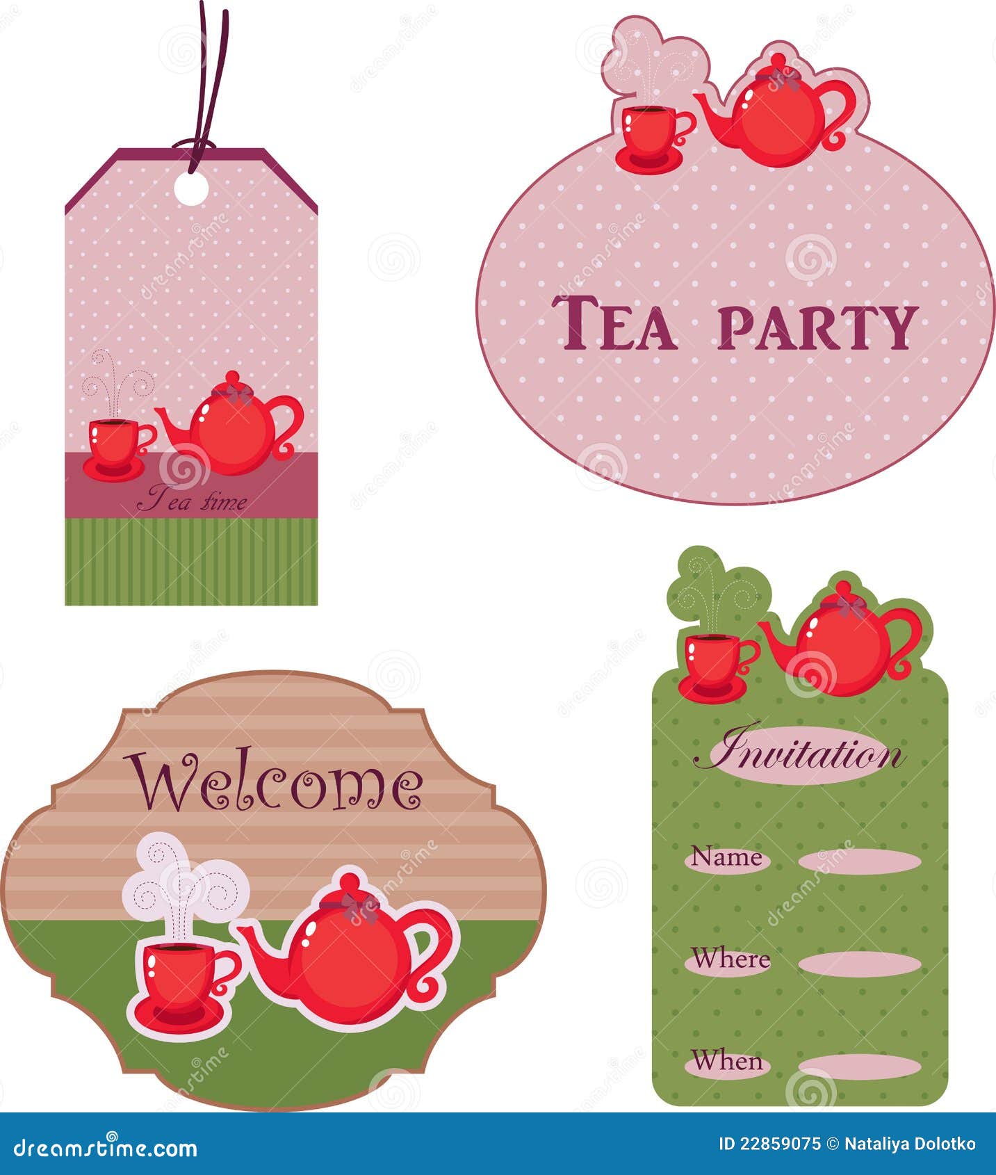 Tea stickers stock vector. Illustration of detail, invitation - 22859075