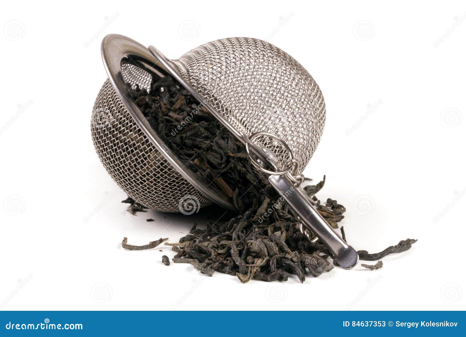 Tea Strainer on a Chain Isolated White Background Stock Image - Image ...