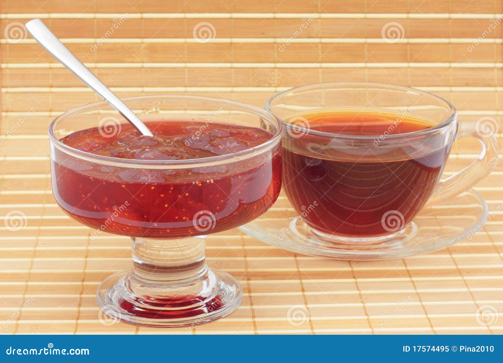Tea and strawberry jam stock image. Image of organic - 17574495