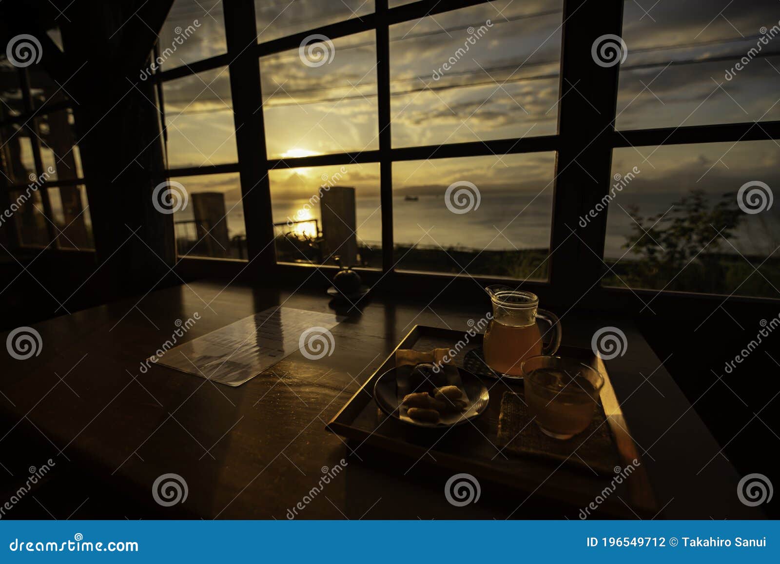 Tea and Sunset View at Cafe Stock Photo - Image of interior, restaurant ...