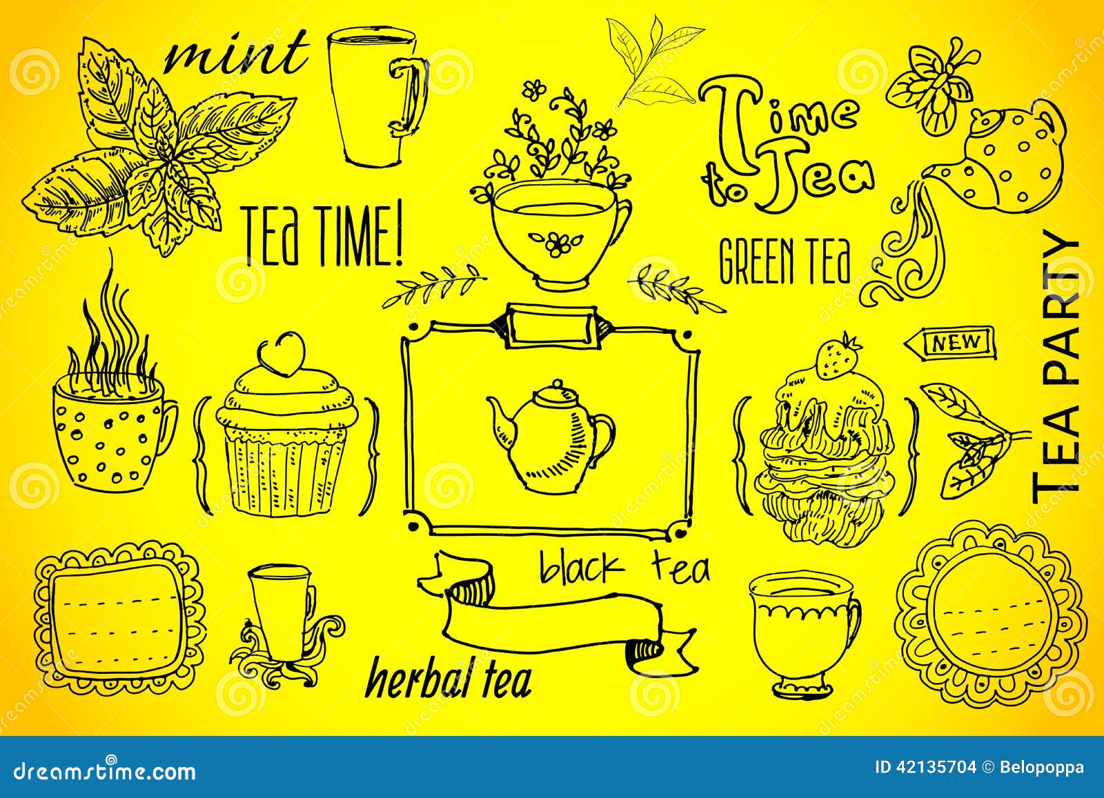 Tea and Sweets - Doodles Collection Stock Vector - Illustration of ...