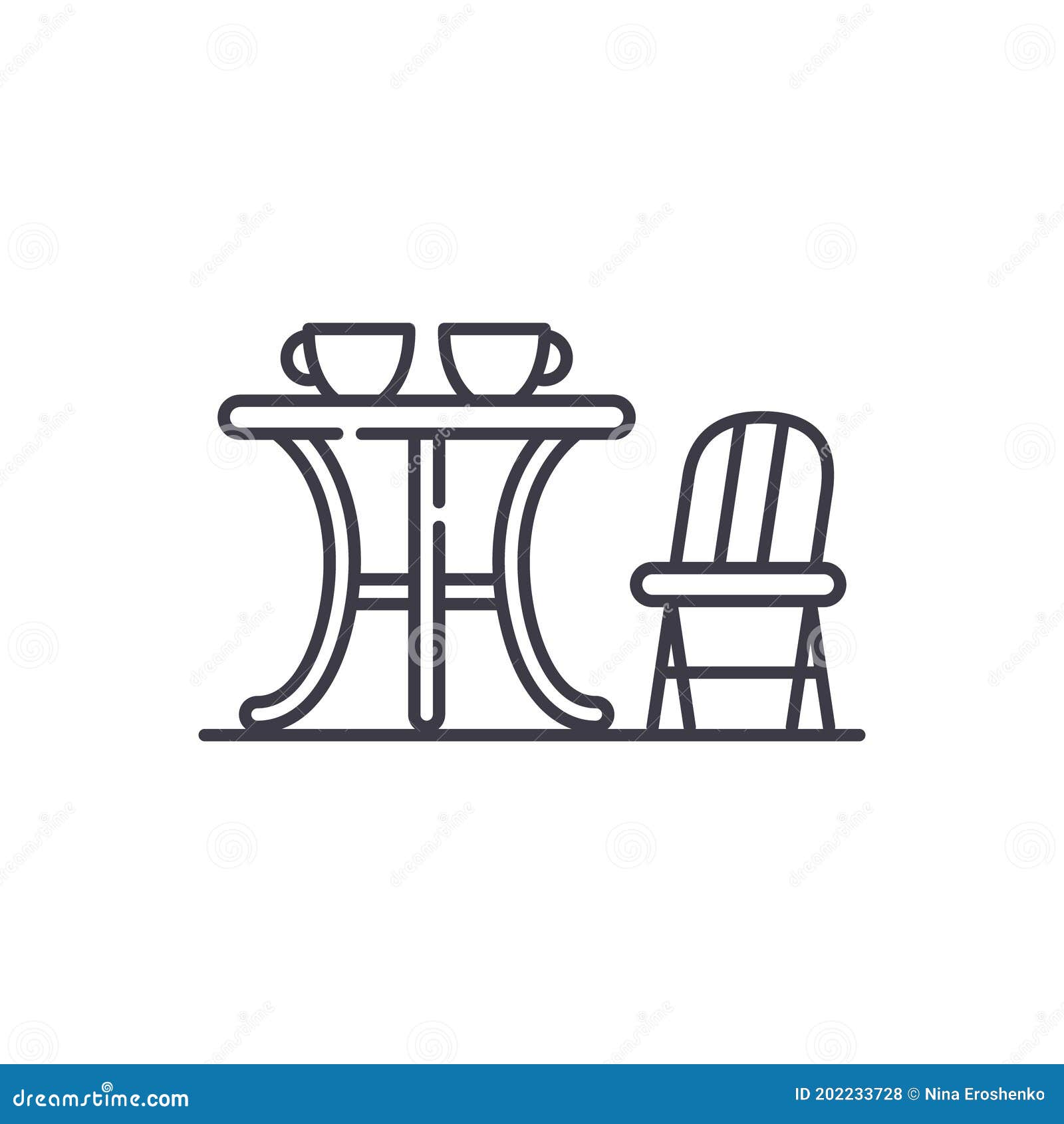 Tea Table Icon, Linear Isolated Illustration, Thin Line Vector, Web ...