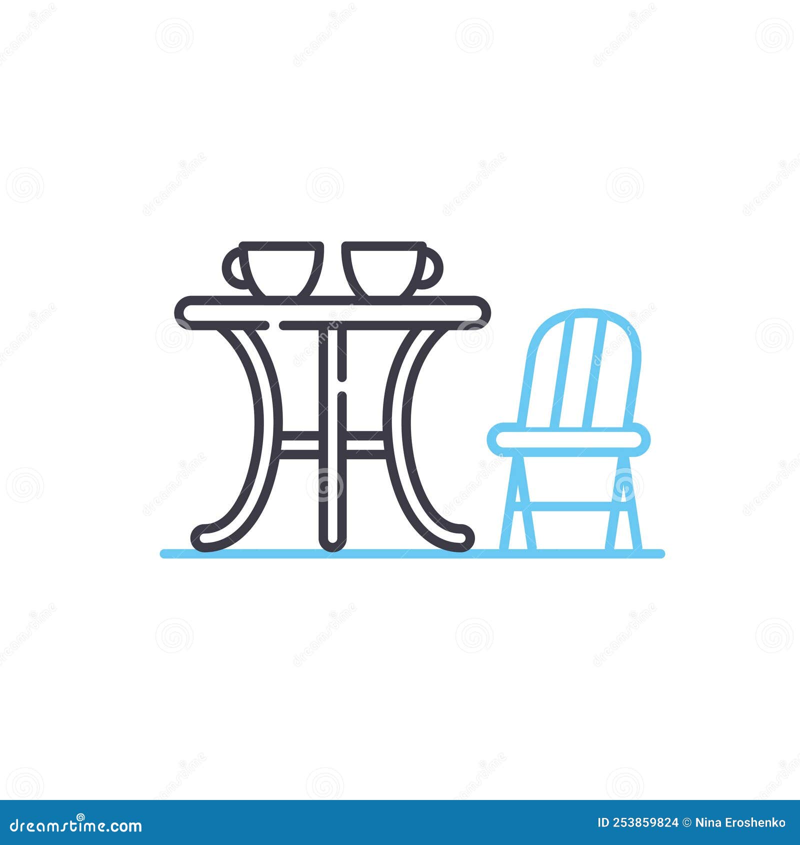 Tea Table Line Icon, Outline Symbol, Vector Illustration, Concept Sign ...