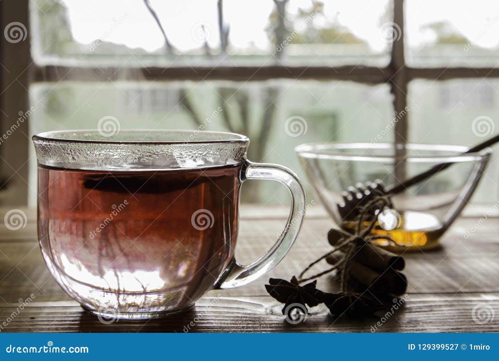 Tea on Table with Windows View Stock Image - Image of transparent, warm ...
