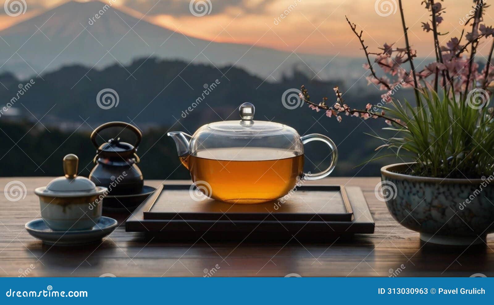 Tea in a Teapot and Drinking Vessels Stock Image - Image of lighting ...