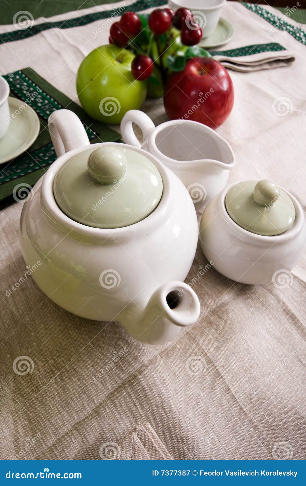 Tea-things. stock image. Image of cups, still, fruit, dining - 7377387