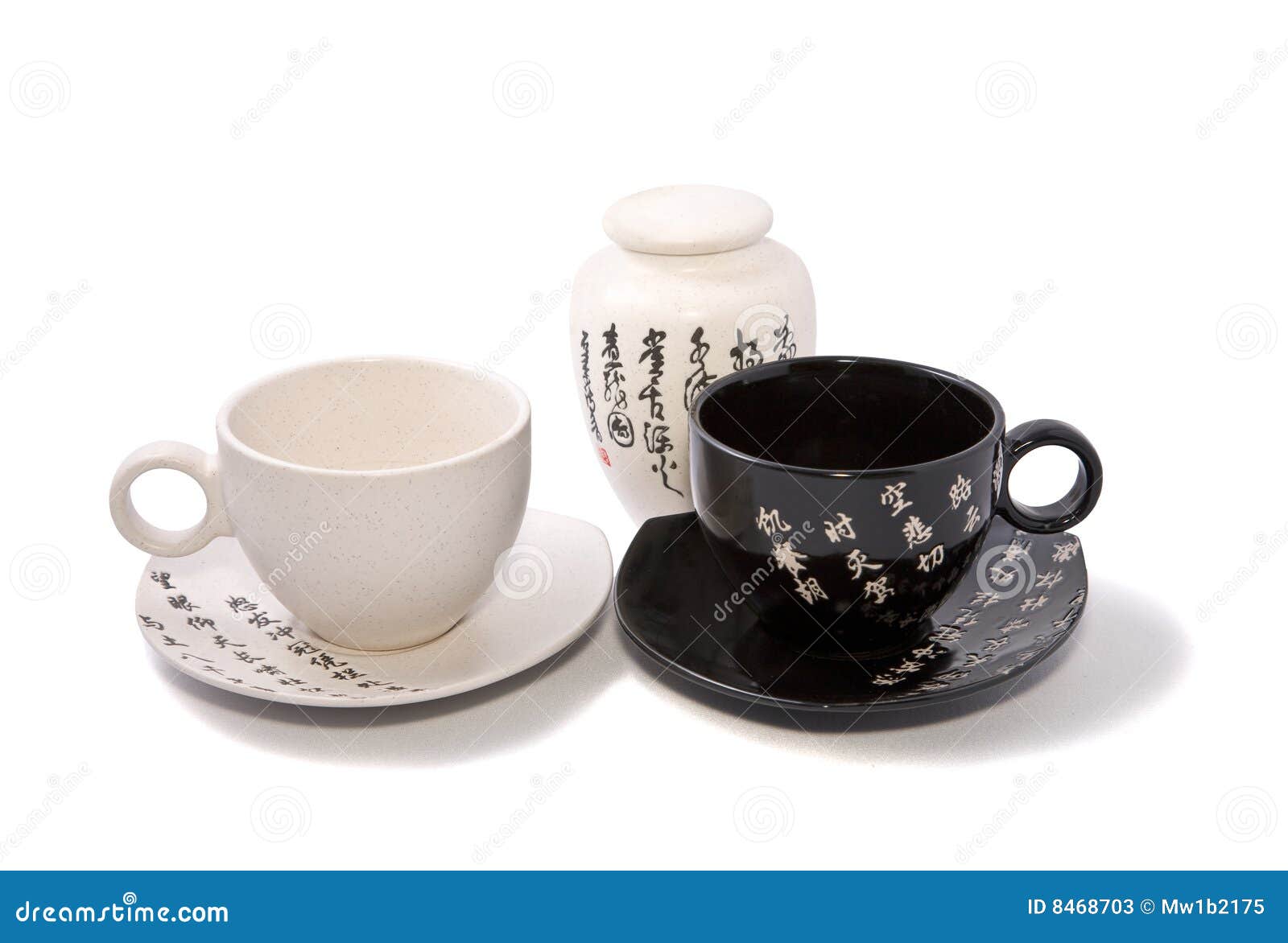 Tea-things in Asian Style with Hieroglyphics Stock Image - Image of ...