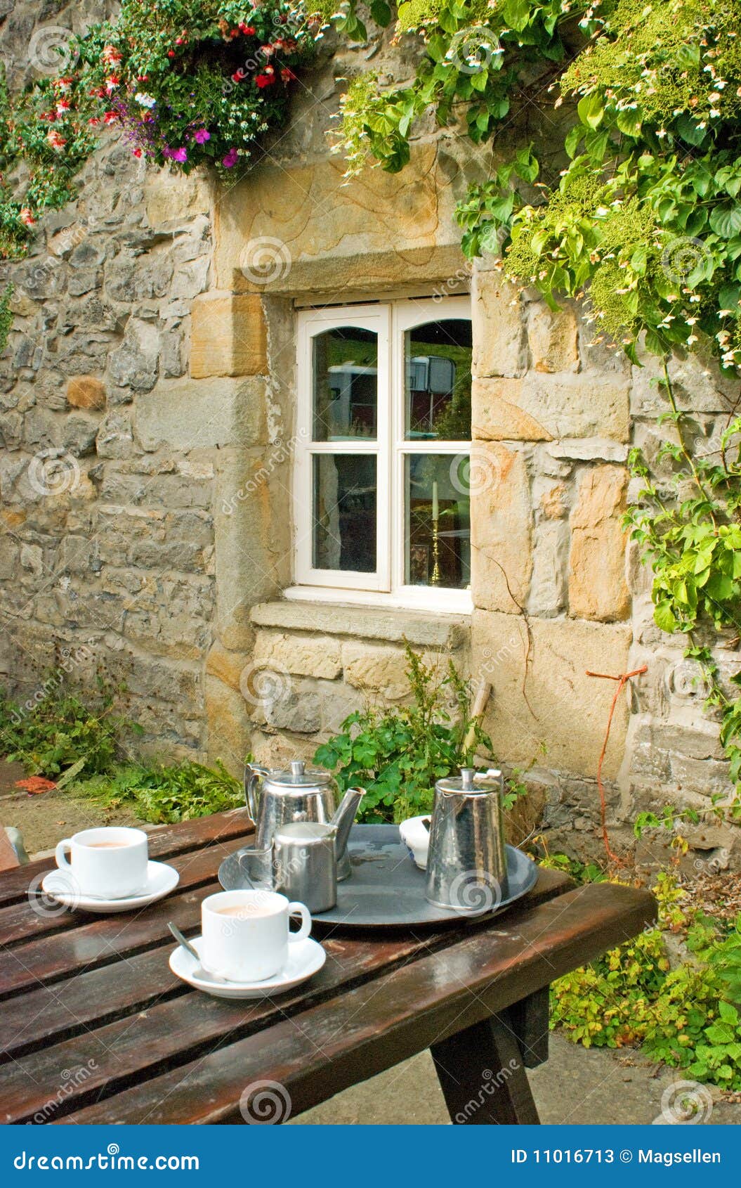 Tea time stock image. Image of outdoor, greenery, cottage - 11016713