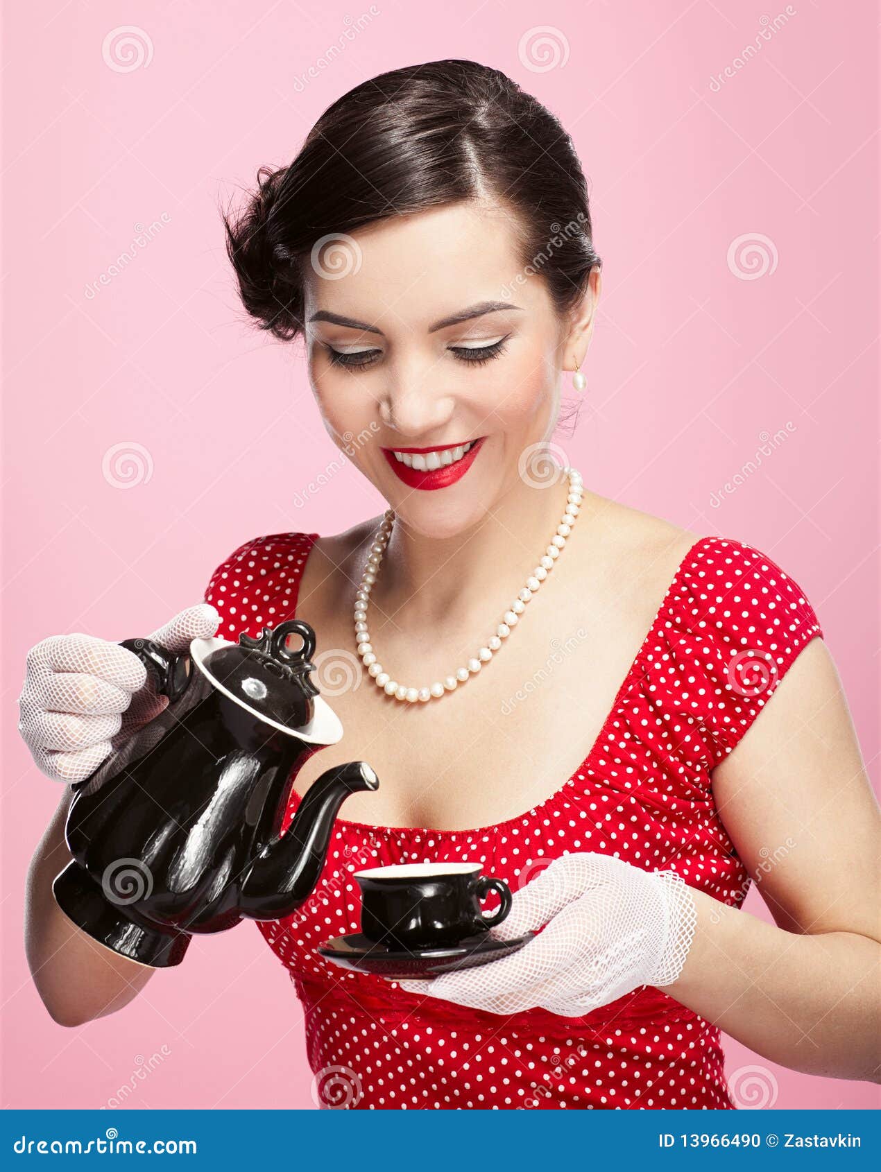 Tea time stock photo. Image of face, makeup, happy, retro - 13966490