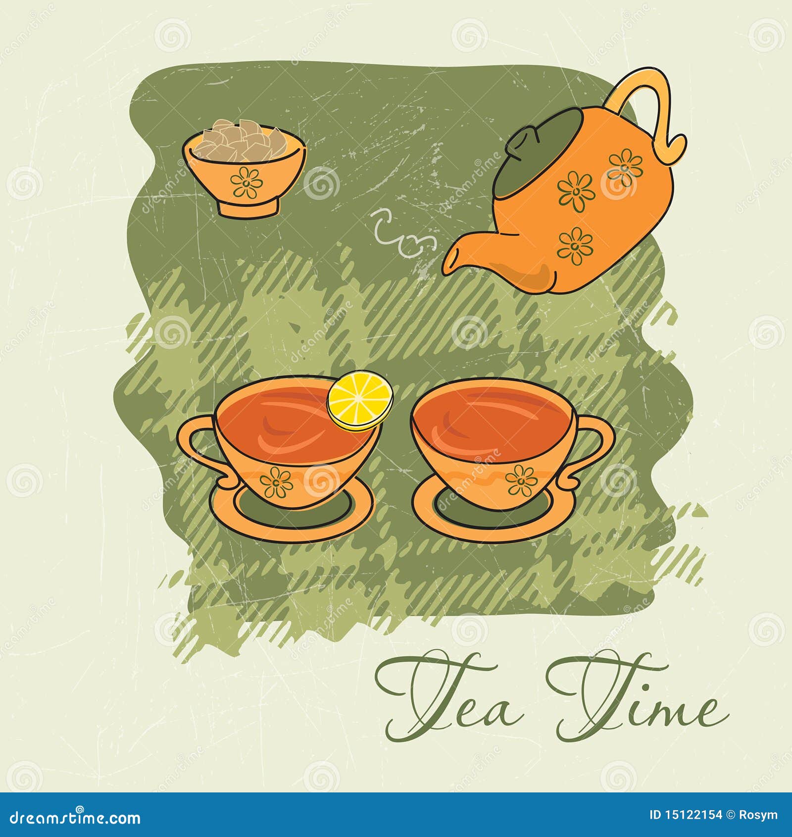 Tea time stock vector. Illustration of steam, cartoon - 15122154