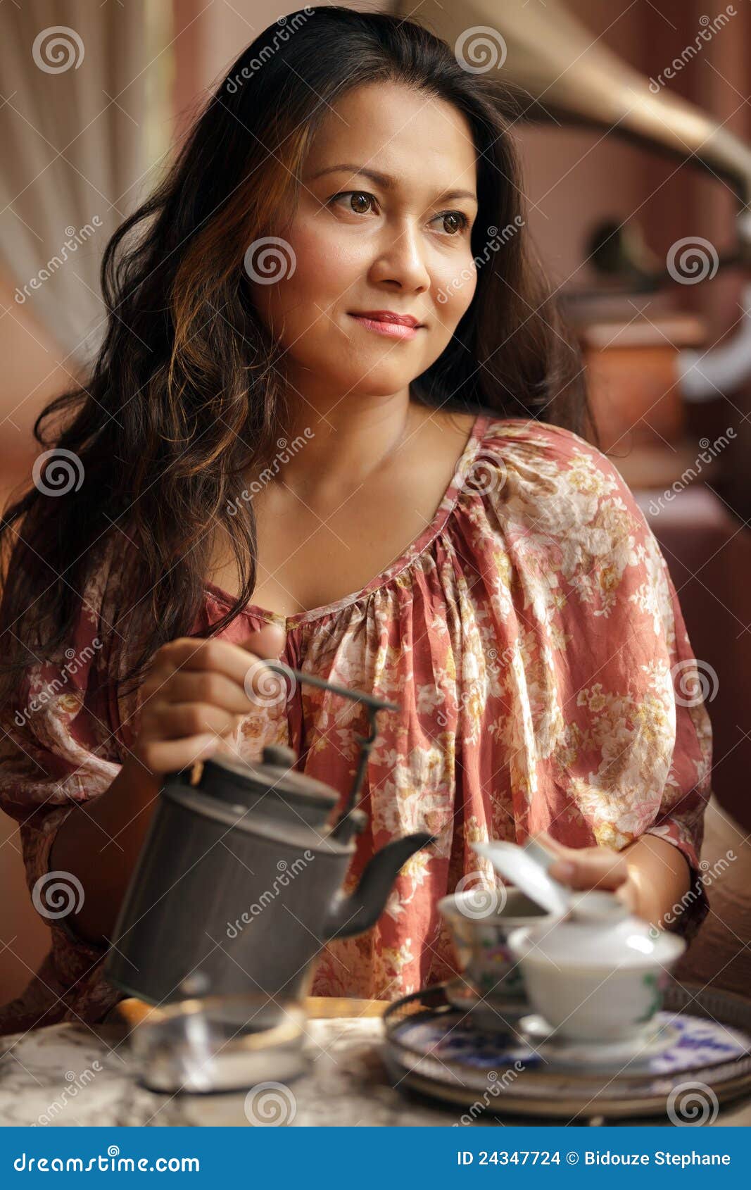 Tea time stock photo. Image of female, retro, looking - 24347724