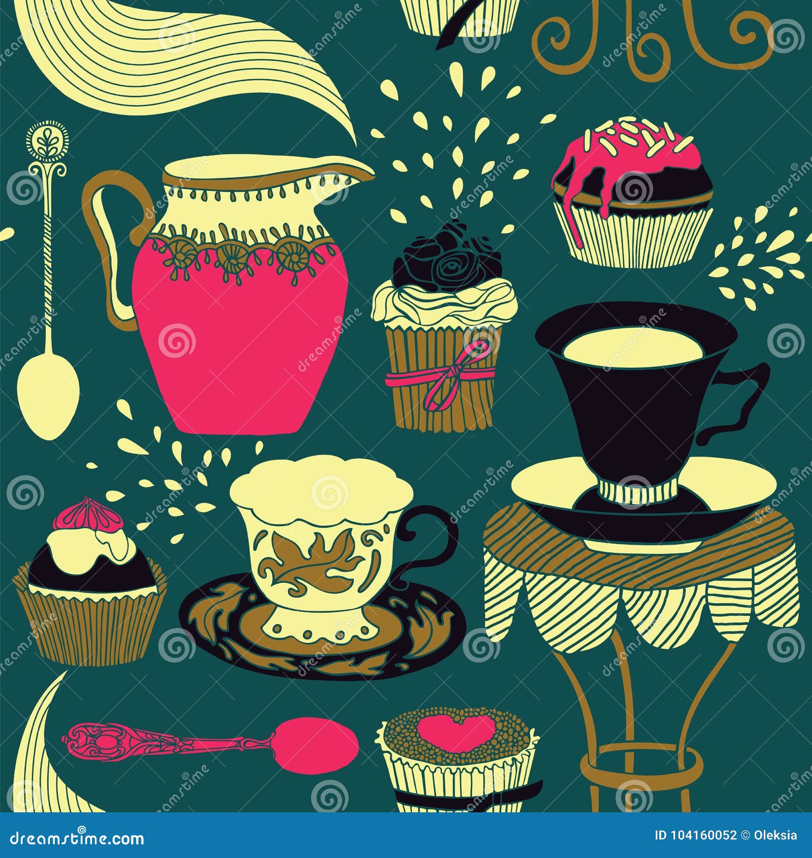 Tea Time Background. Cakes. Editorial Photography - Illustration of ...