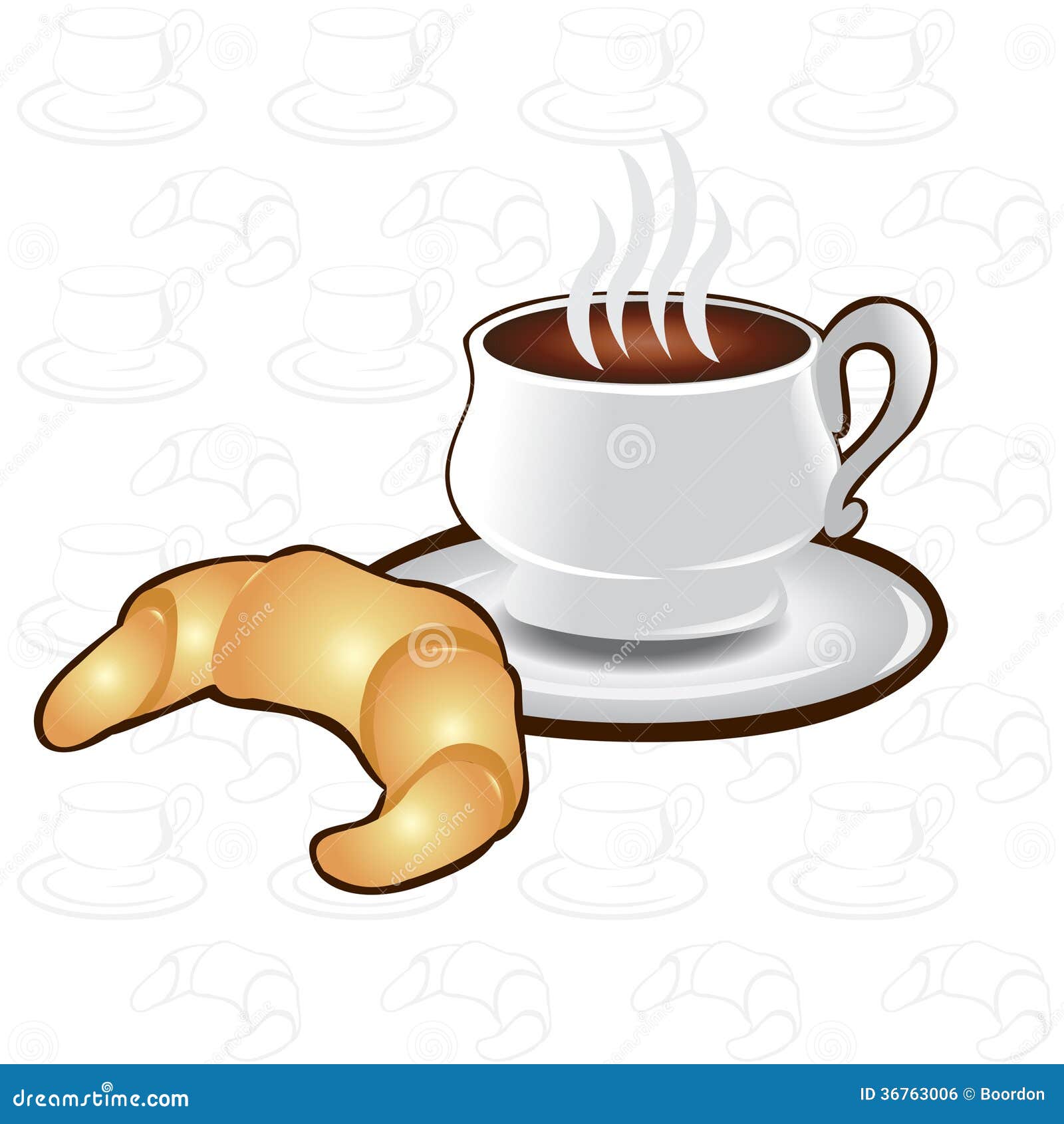 Coffee And Croissant Continuous Line Vector Illustration ...
