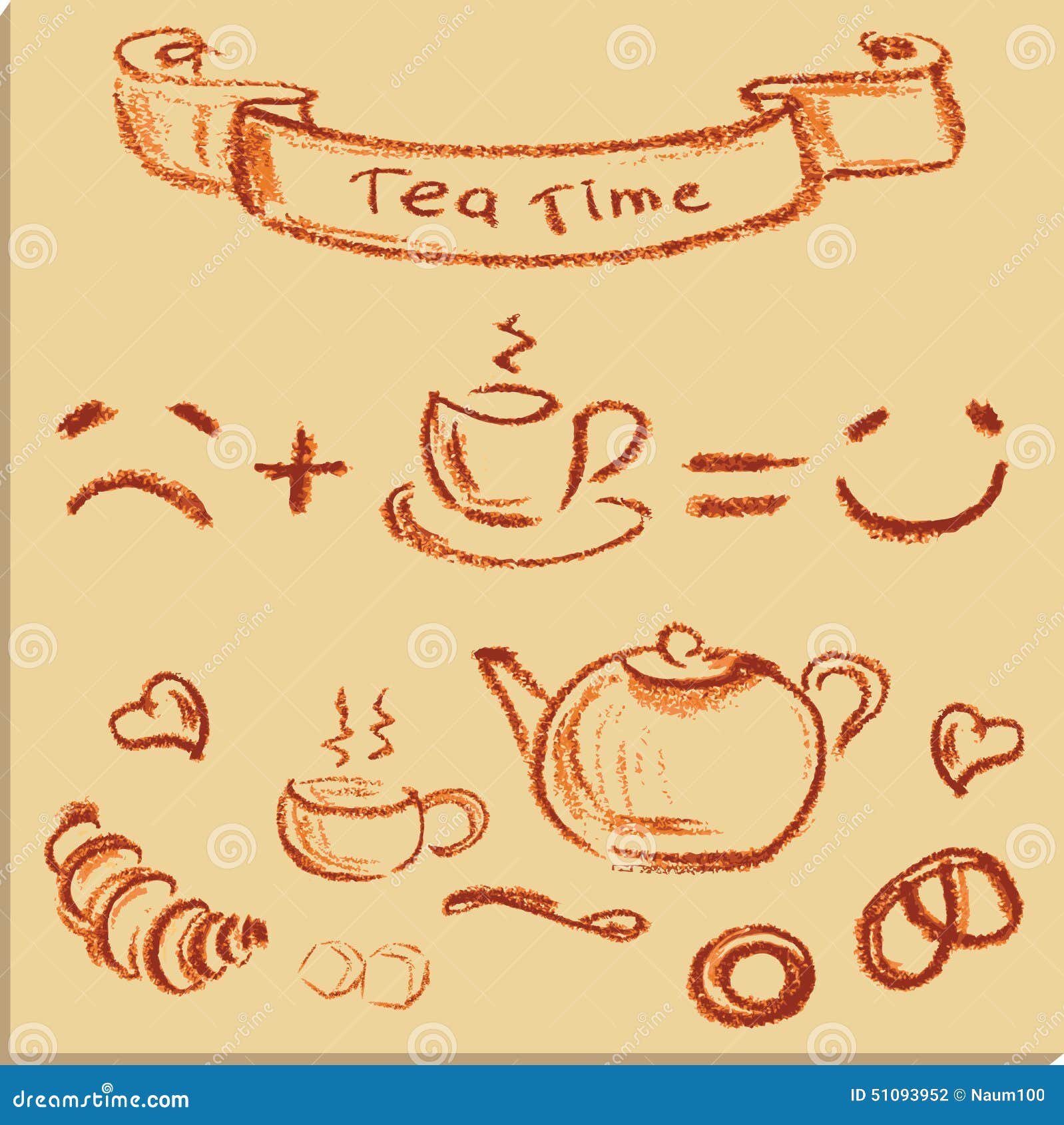 Tea Time , Beautiful Hand Drawn Illustration, Vector. Stock Vector ...